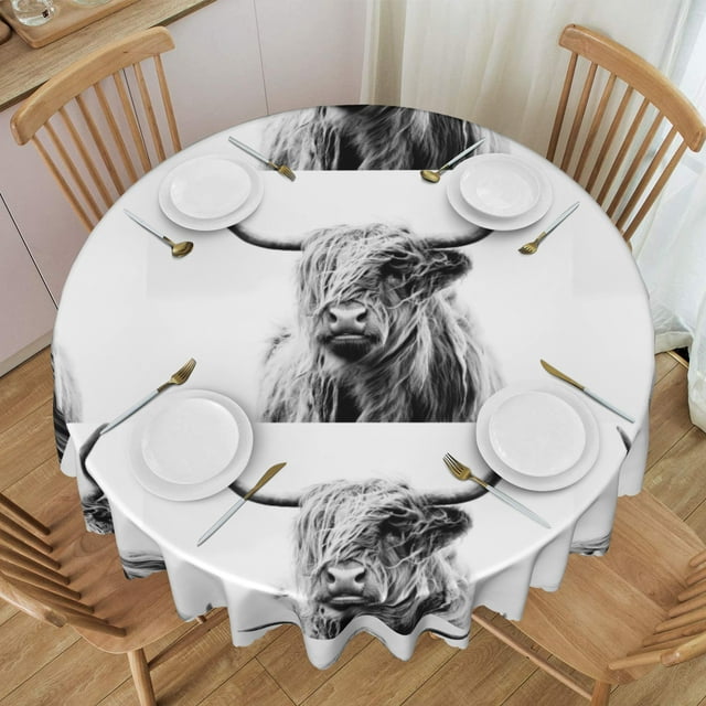 Tablecloth Portrait Of A Highland Cow Table Cloth For Circular Tables ...