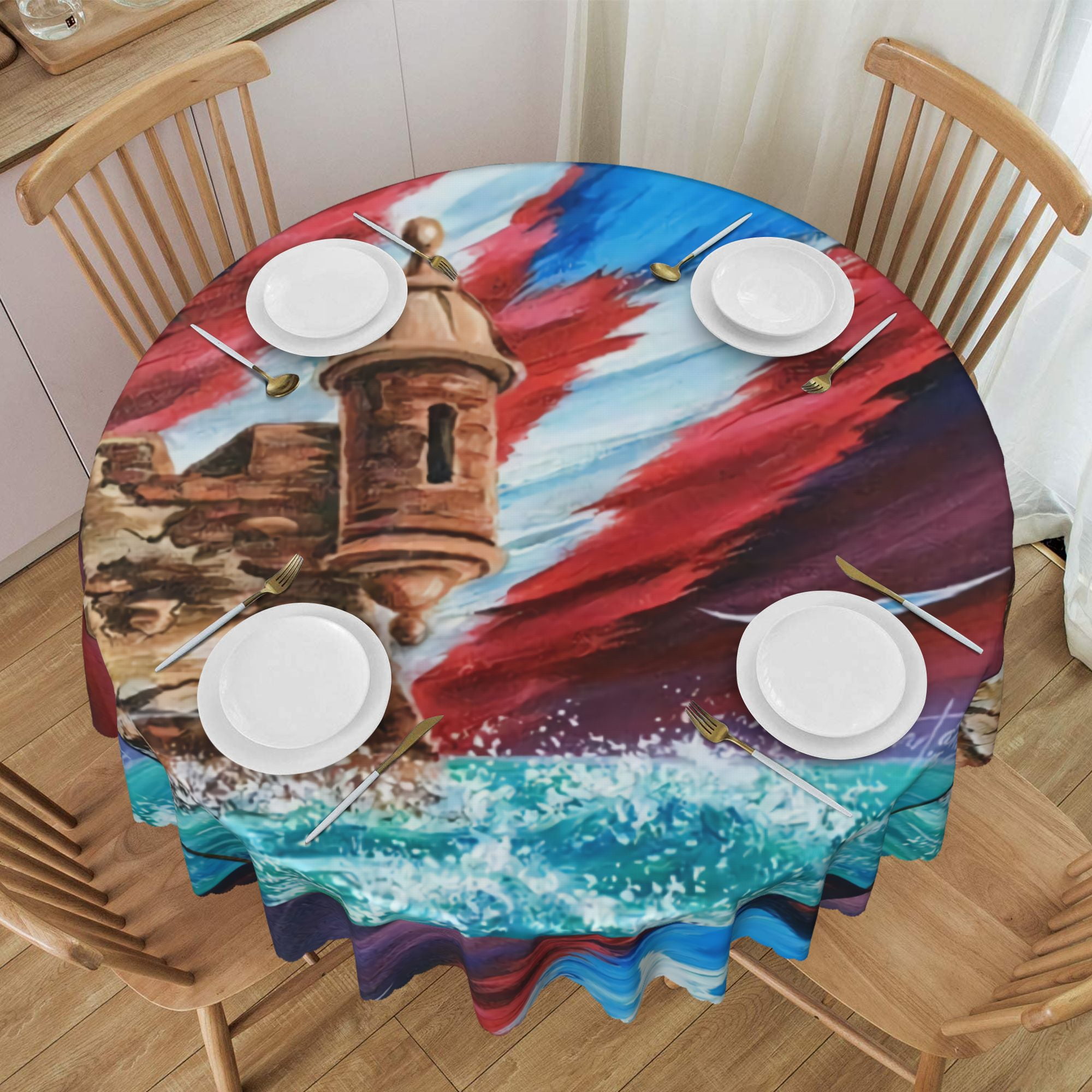 Tablecloth Puerto Rico Flag Table Cloth For Circular Tables Waterproof ...