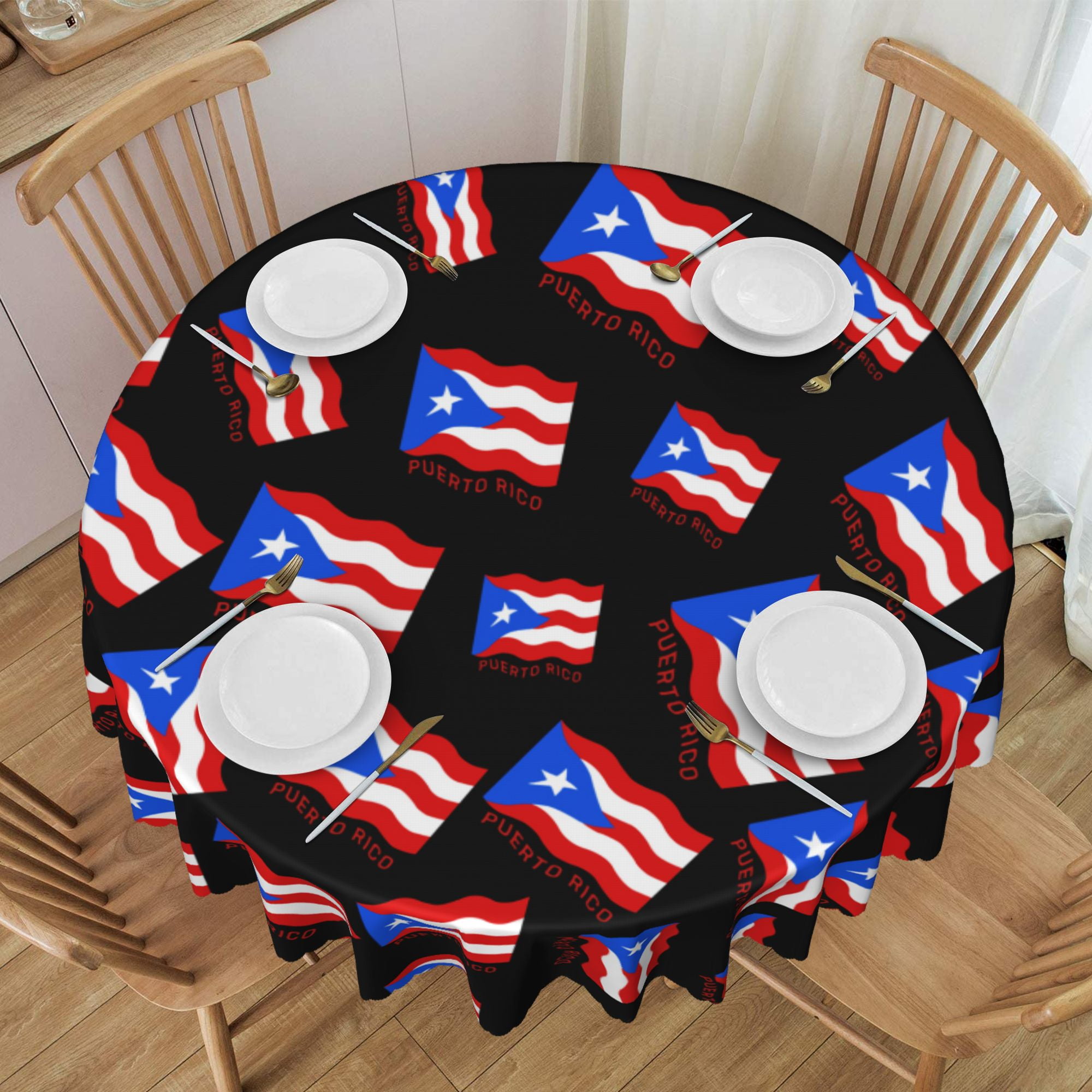 Tablecloth Puerto Rico Flag Table Cloth For Circular Tables Waterproof ...