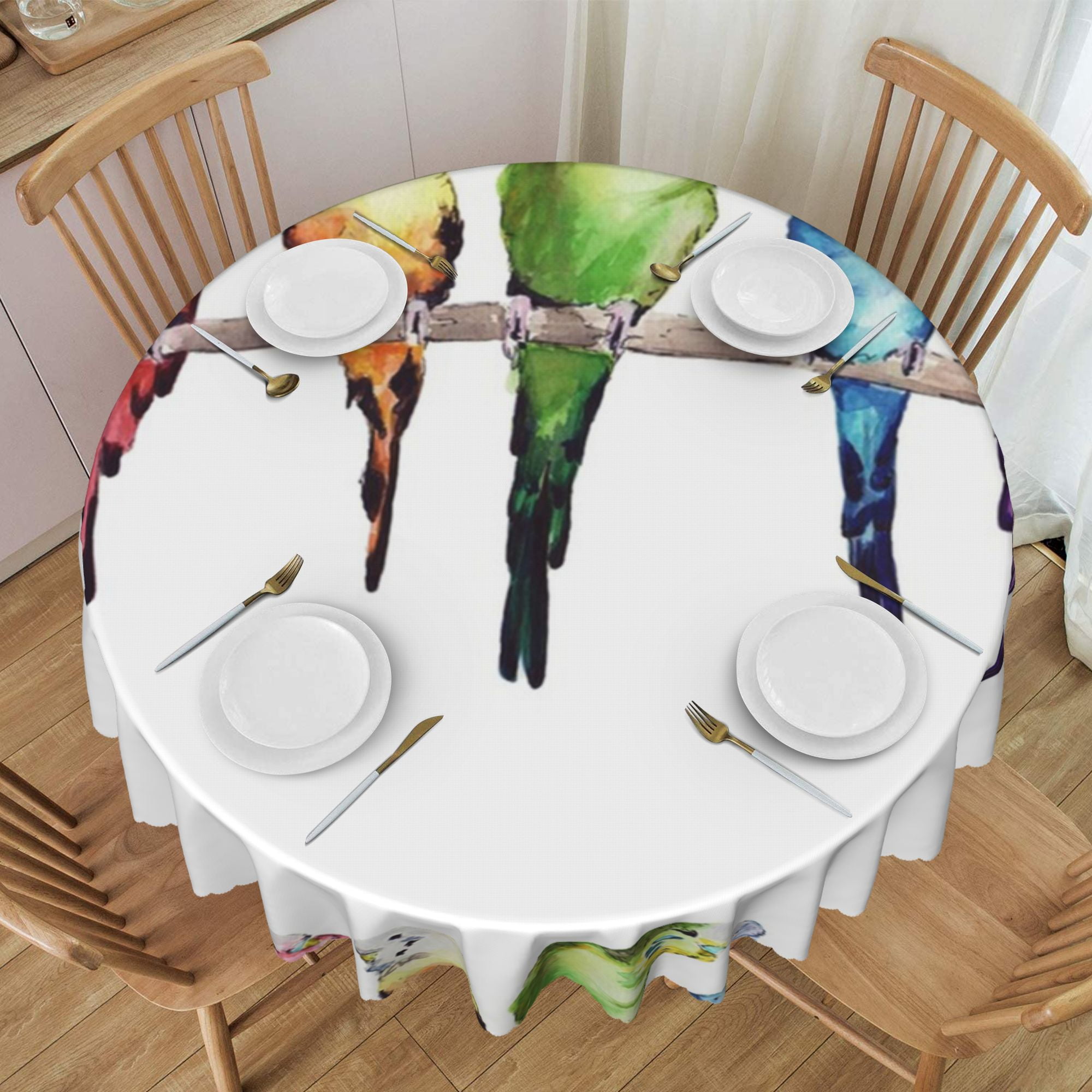 Tablecloth Rainbow Budgie Birds Table Cloth For Circular Tables ...