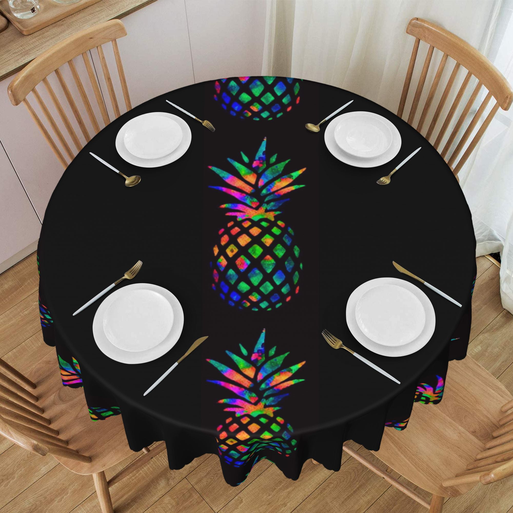 Tablecloth Rainbow Pineapple Table Cloth For Circular Tables Waterproof ...