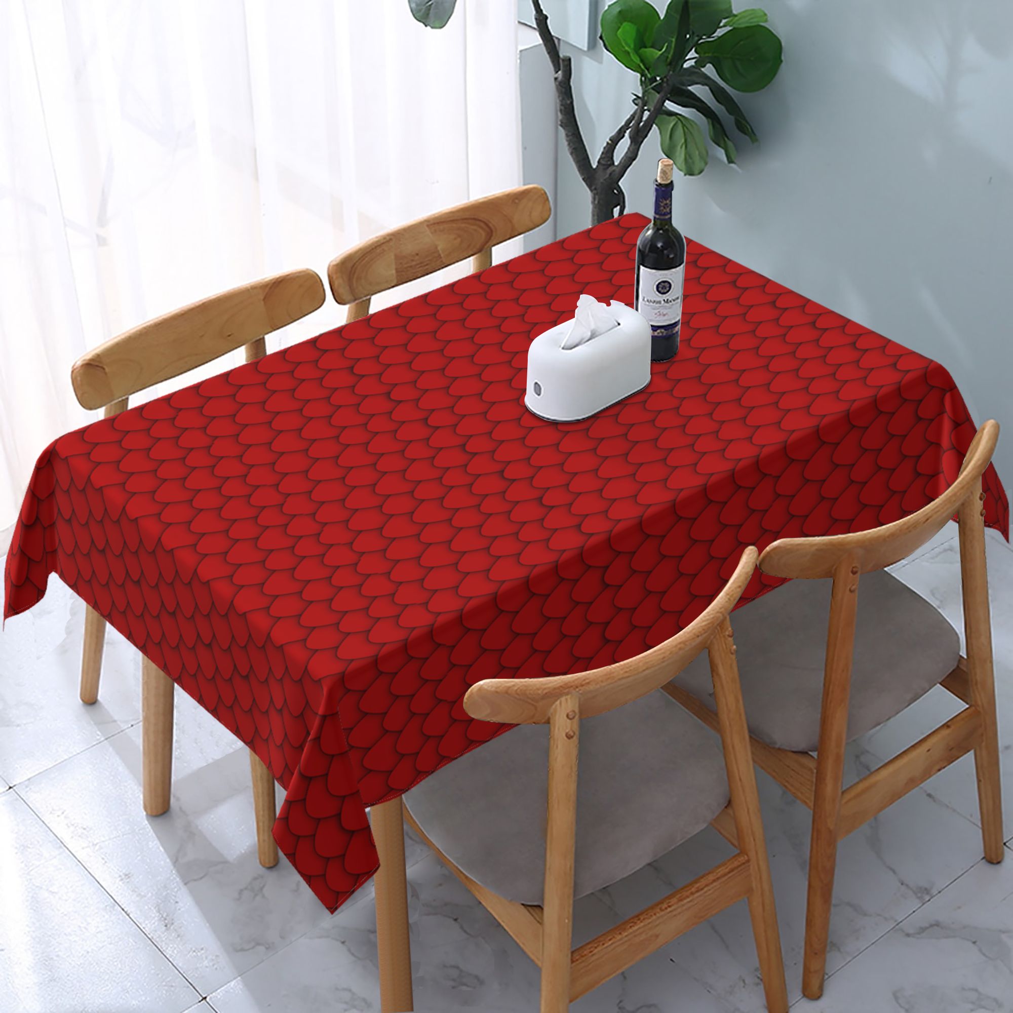 Tablecloth Red Dragon Scales Table Cloth For Rectangle Tables ...