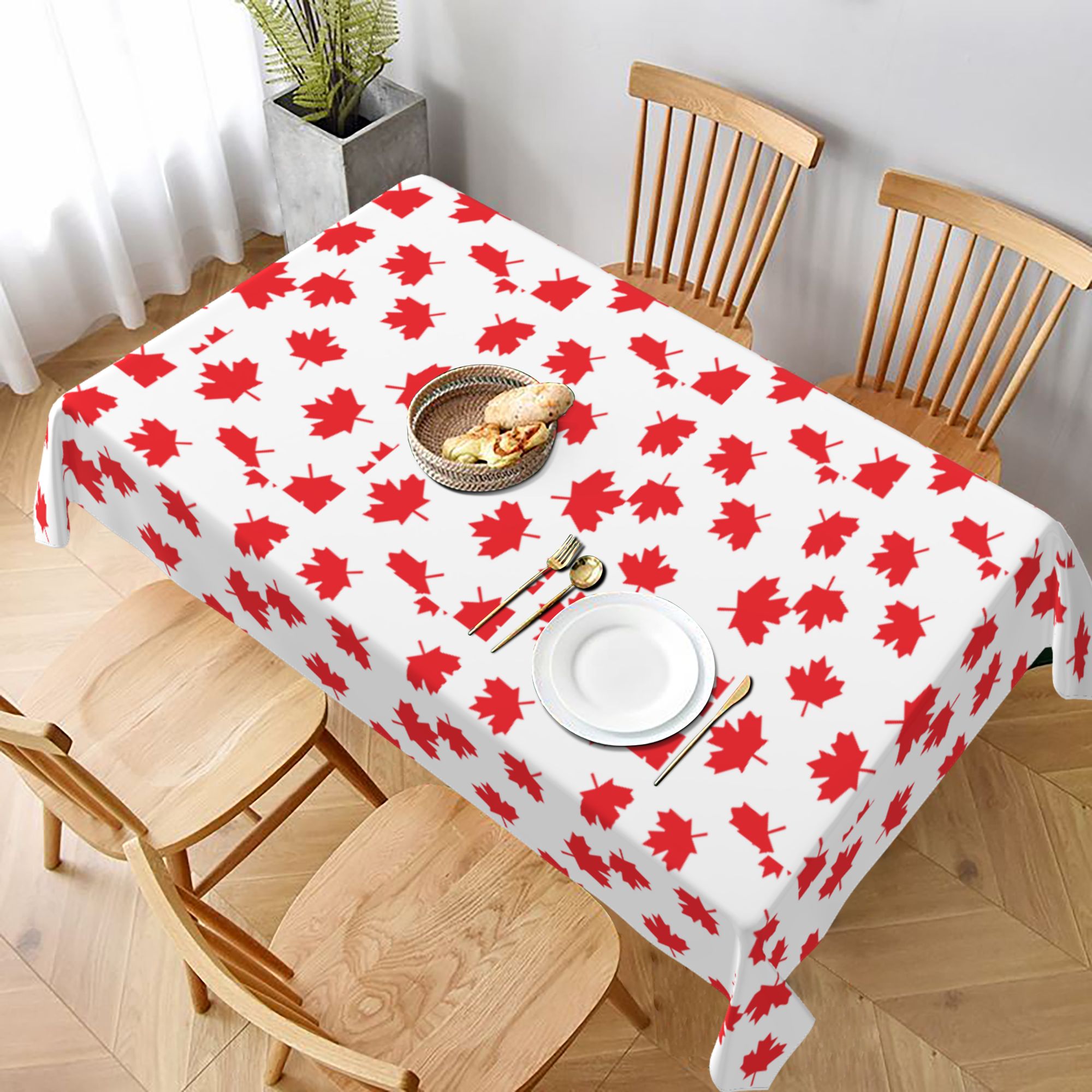 Tablecloth Red Maple Leaf Table Cloth For Rectangle Tables Waterproof ...
