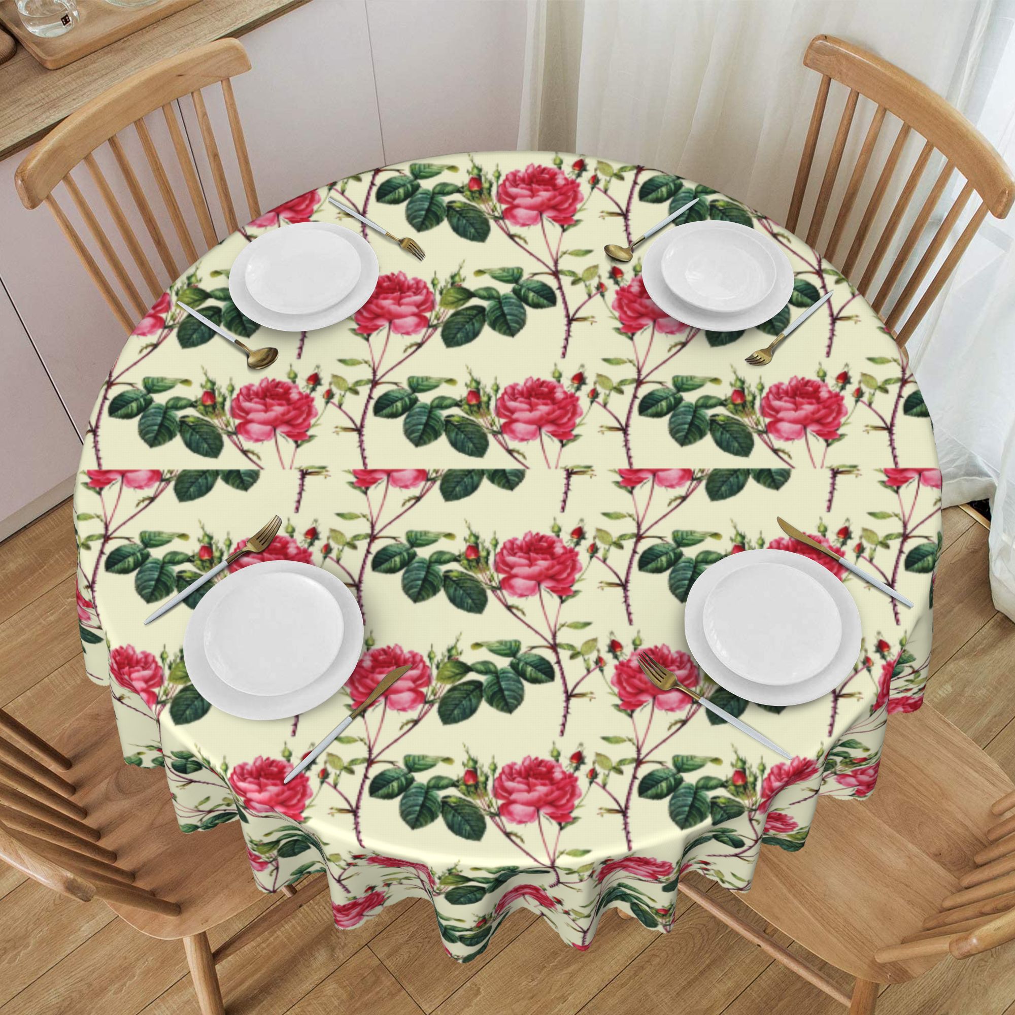 Tablecloth Red Rose Background Table Cloth For Circular Tables ...