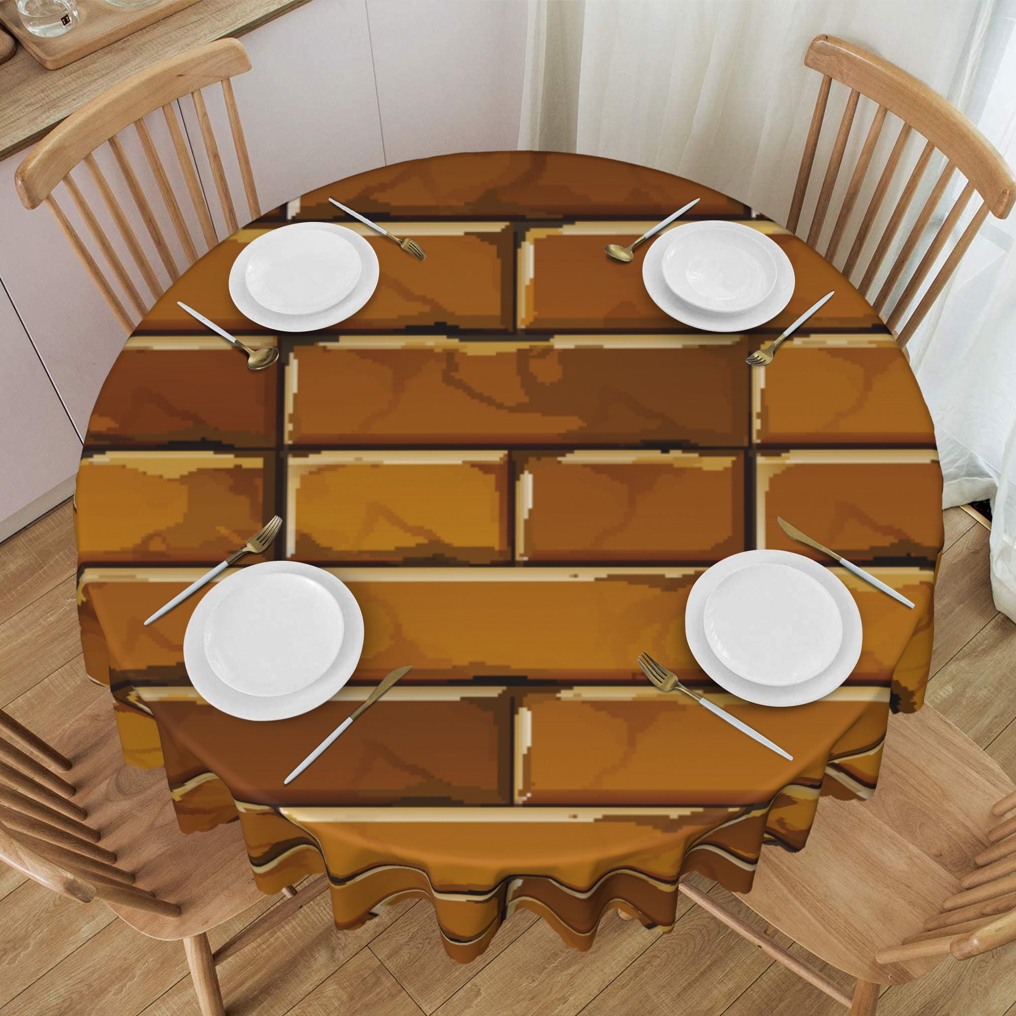 Tablecloth Retro Brick Wall Pattern Background Table Cloth For Circular ...