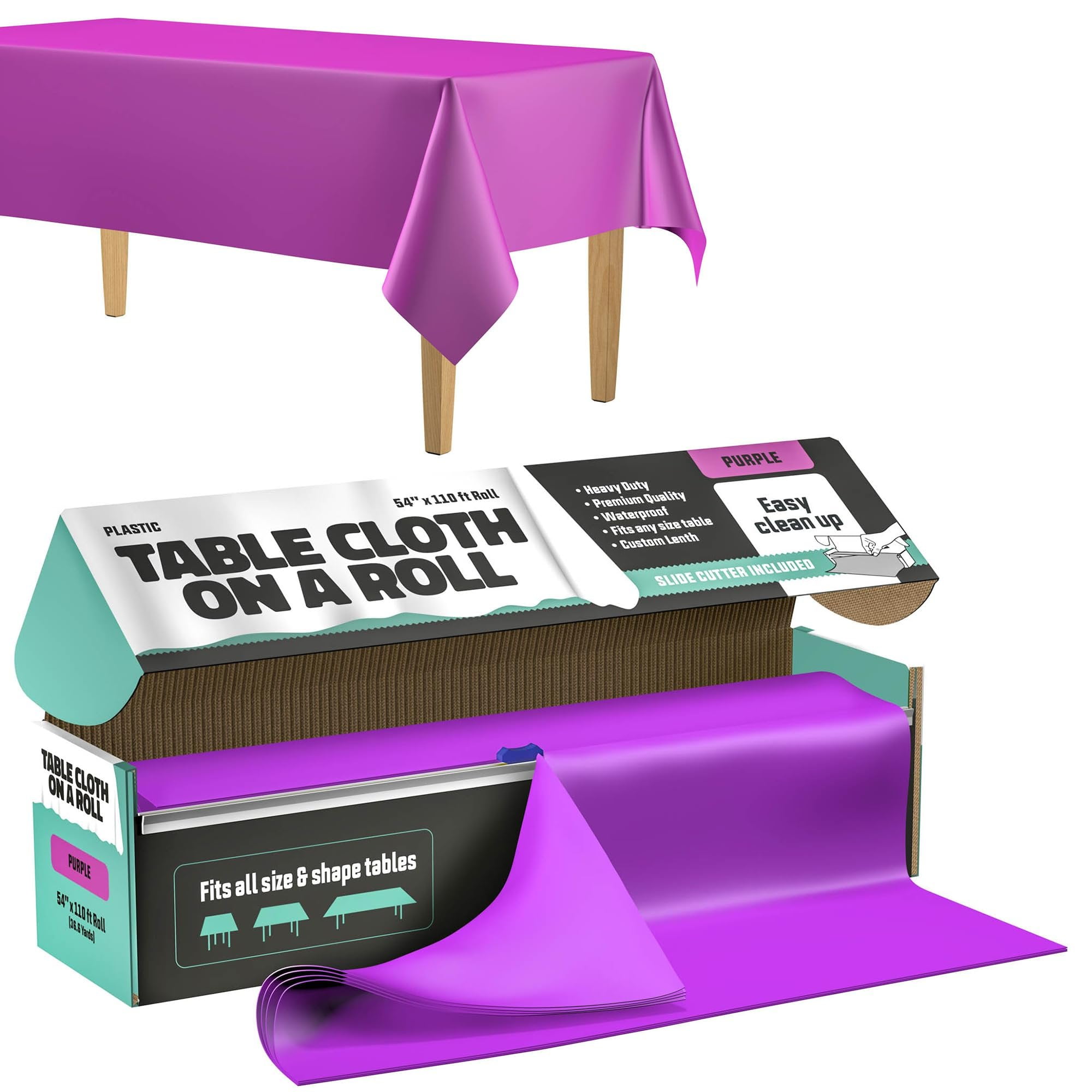 Tablecloth Roll 54" X 110' Purple Premium Plastic Table Cloths with ...