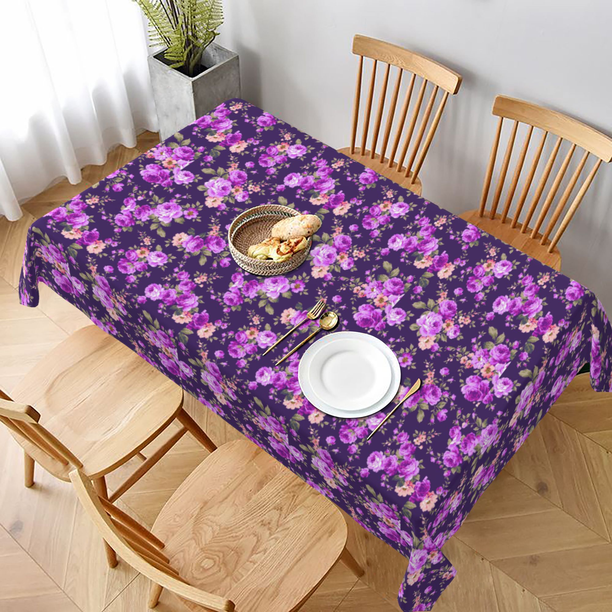 Tablecloth Rose Flower Motif Table Cloth For Rectangle Tables ...
