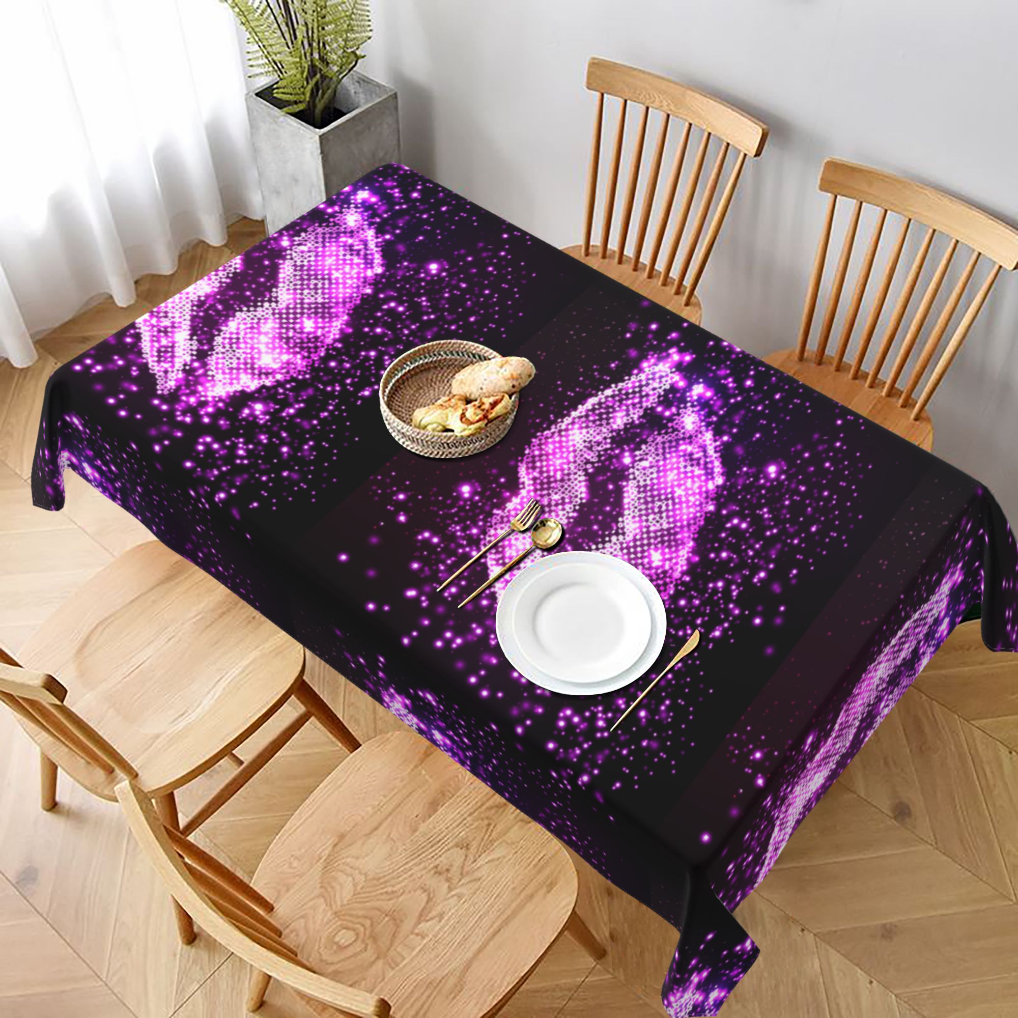 Tablecloth Rose Pink Glitter Table Cloth For Rectangle Tables ...