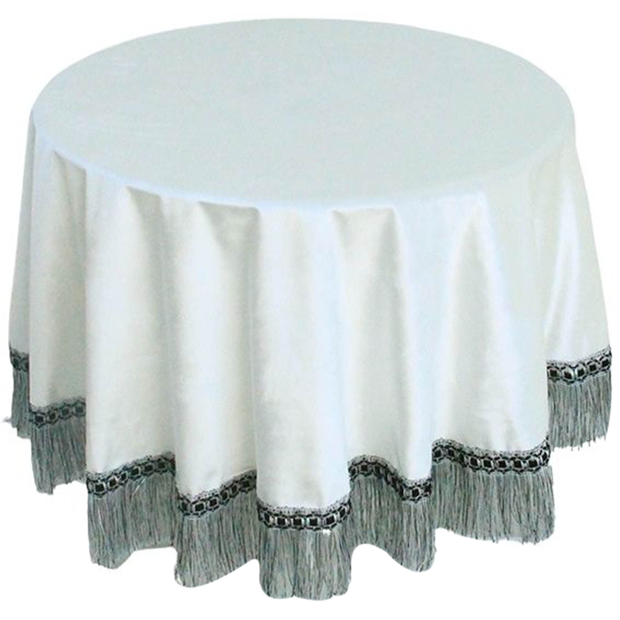 Tablecloth For Round Table,solid Color Tablecloth With Fringe Trim,soft ...