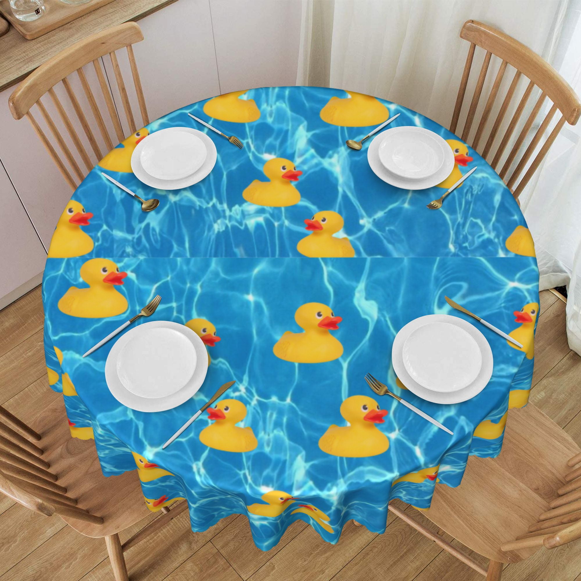 Tablecloth Rubber Duck Blue Table Cloth For Circular Tables Waterproof ...