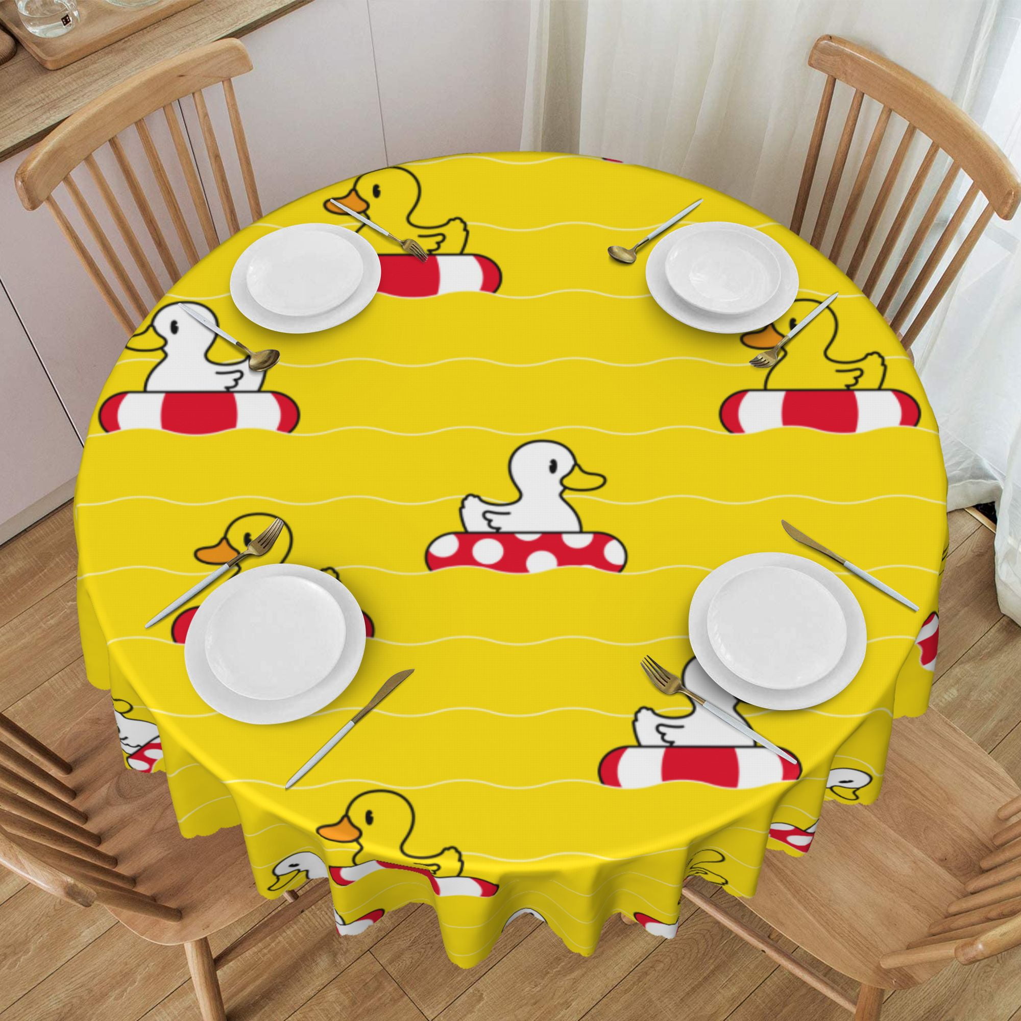 Tablecloth Rubber Duck Swimming Table Cloth For Circular Tables ...
