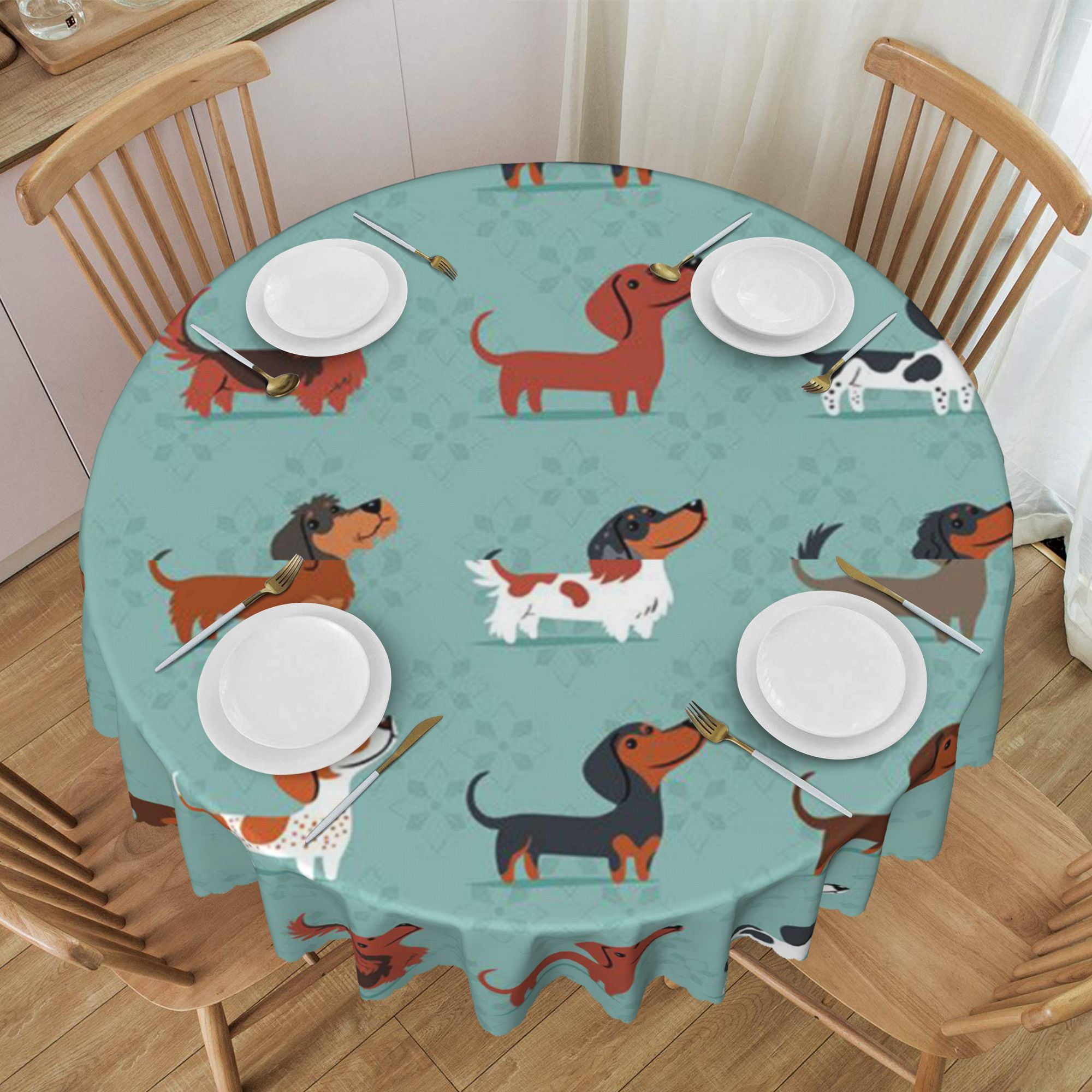 Tablecloth Sausage Dog Dachshund Table Cloth For Circular Tables ...