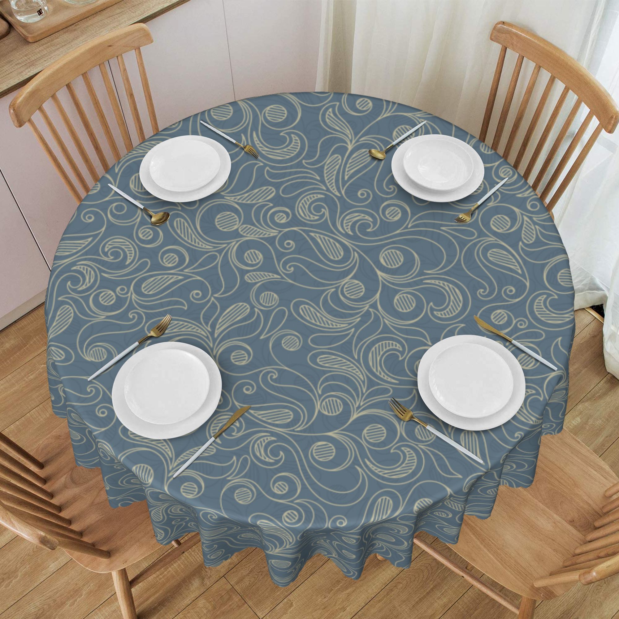 Tablecloth Seamless Flower Pattern Table Cloth For Circular Tables ...