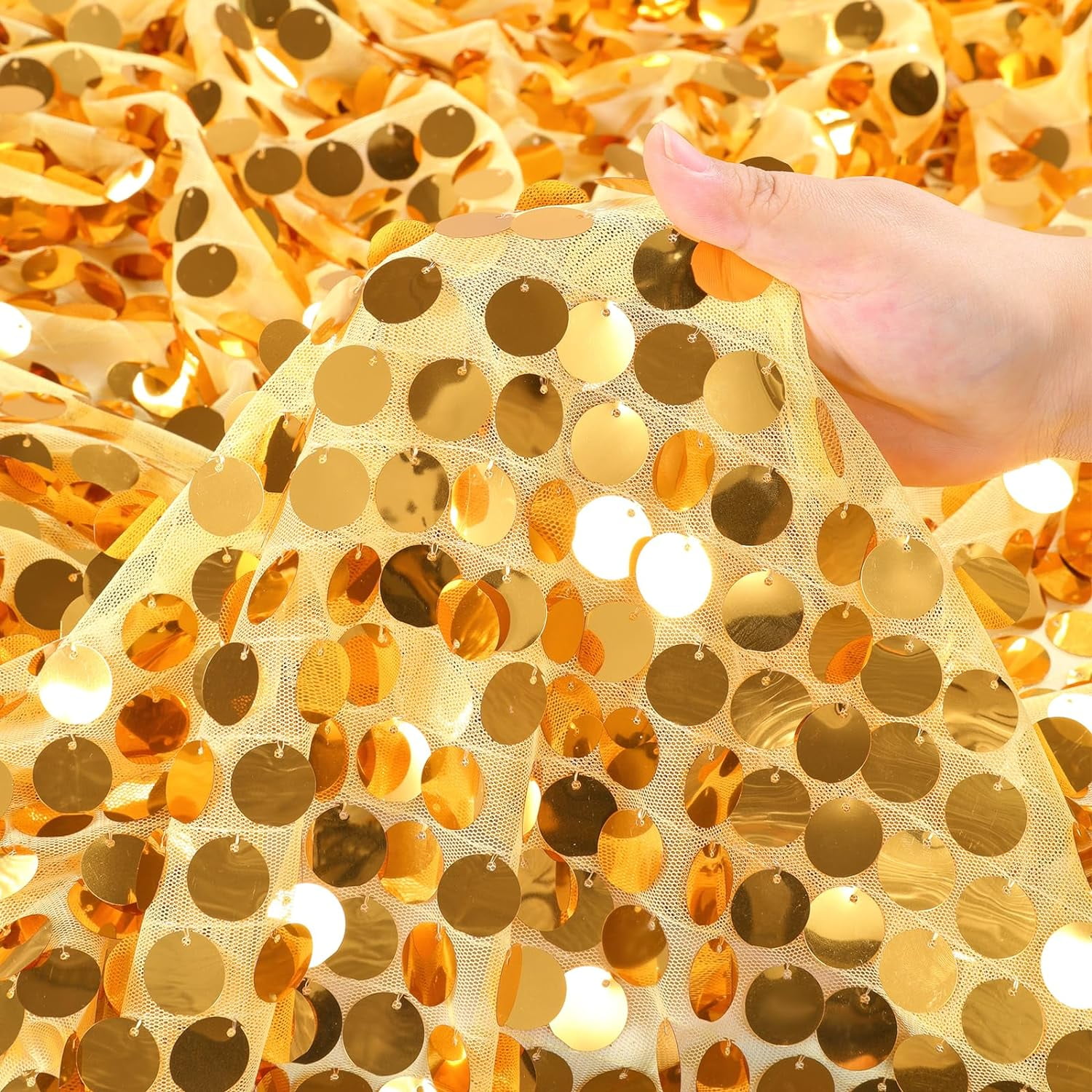 Tablecloth Sequin Table Cloth: Gold Big Payette Sequin Fabric - 50x106 ...
