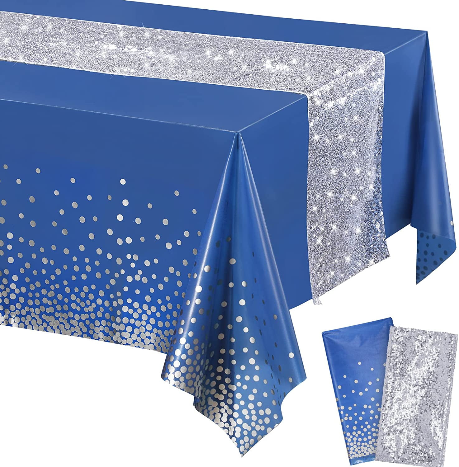 Tablecloth and Sequin Table Runner Set,Dots Confetti Table Cover Dining ...