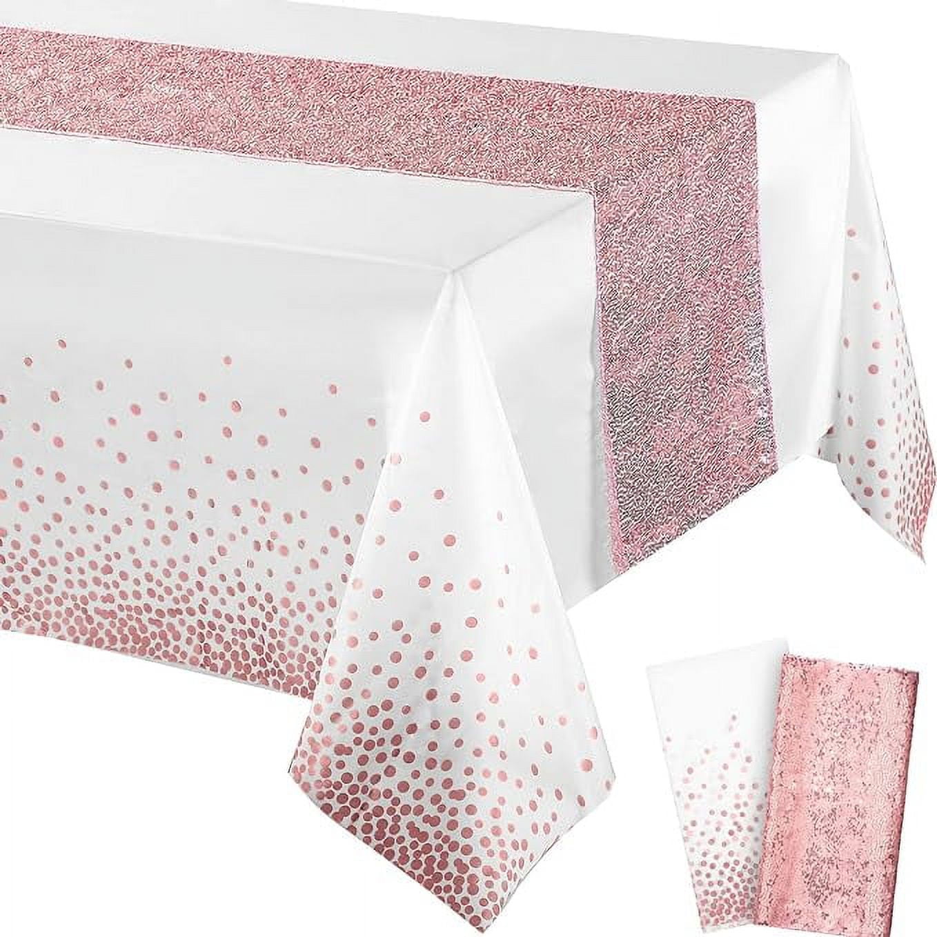 Tablecloth and Sequin Table Runner Set Polka Dots Confetti Table Cover ...