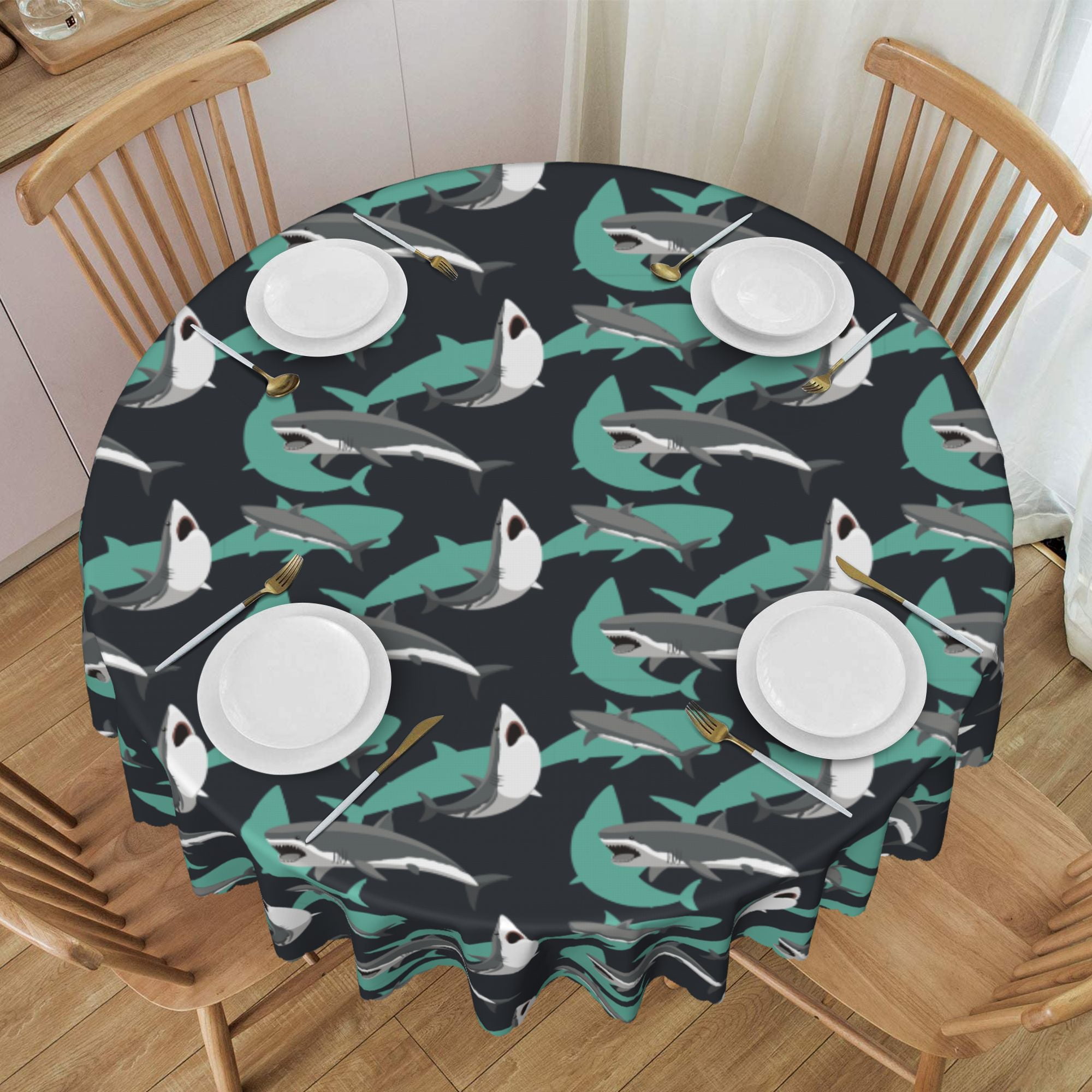 Tablecloth Shark Table Cloth For Circular Tables Waterproof Resistant ...