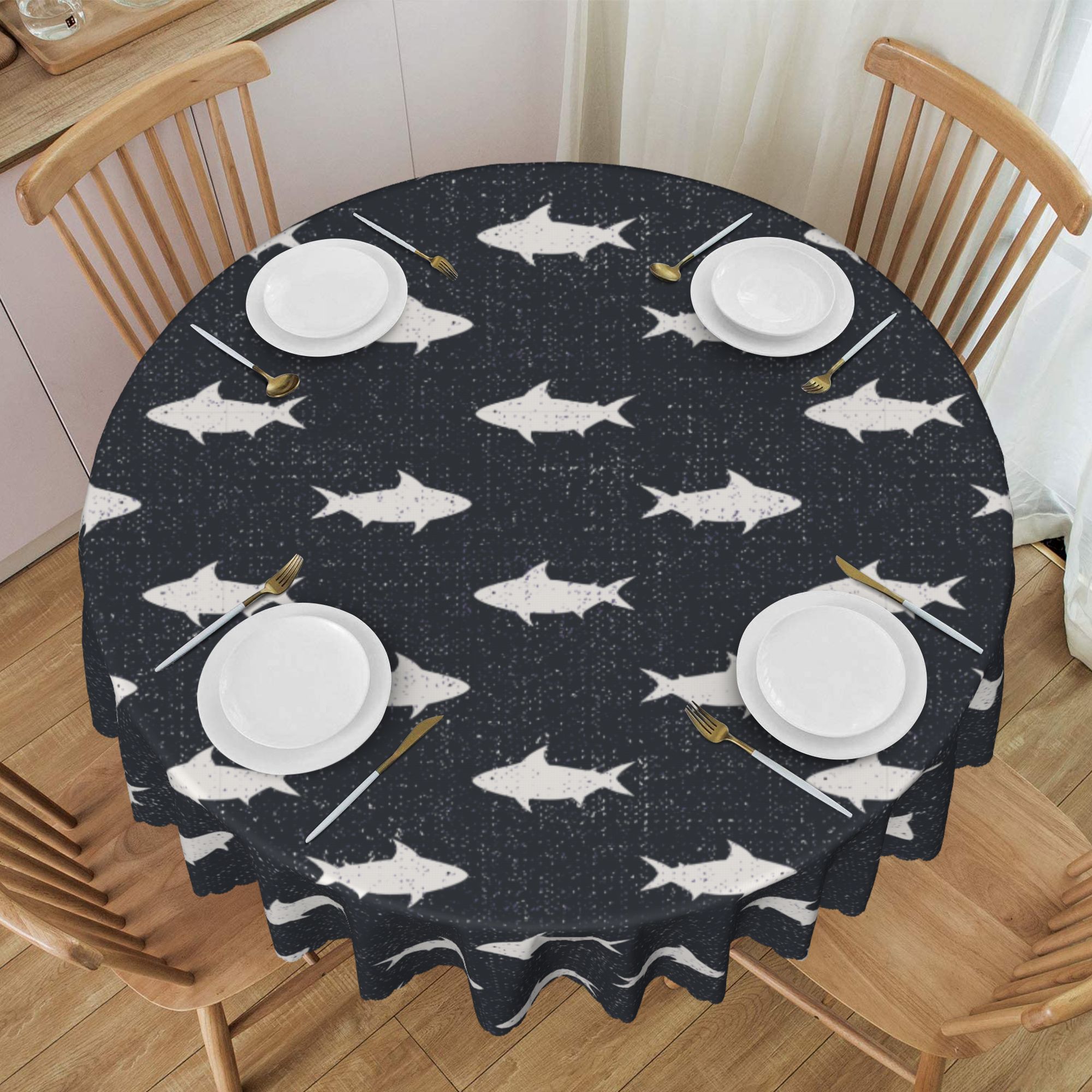 Tablecloth Shark Table Cloth For Circular Tables Waterproof Resistant ...