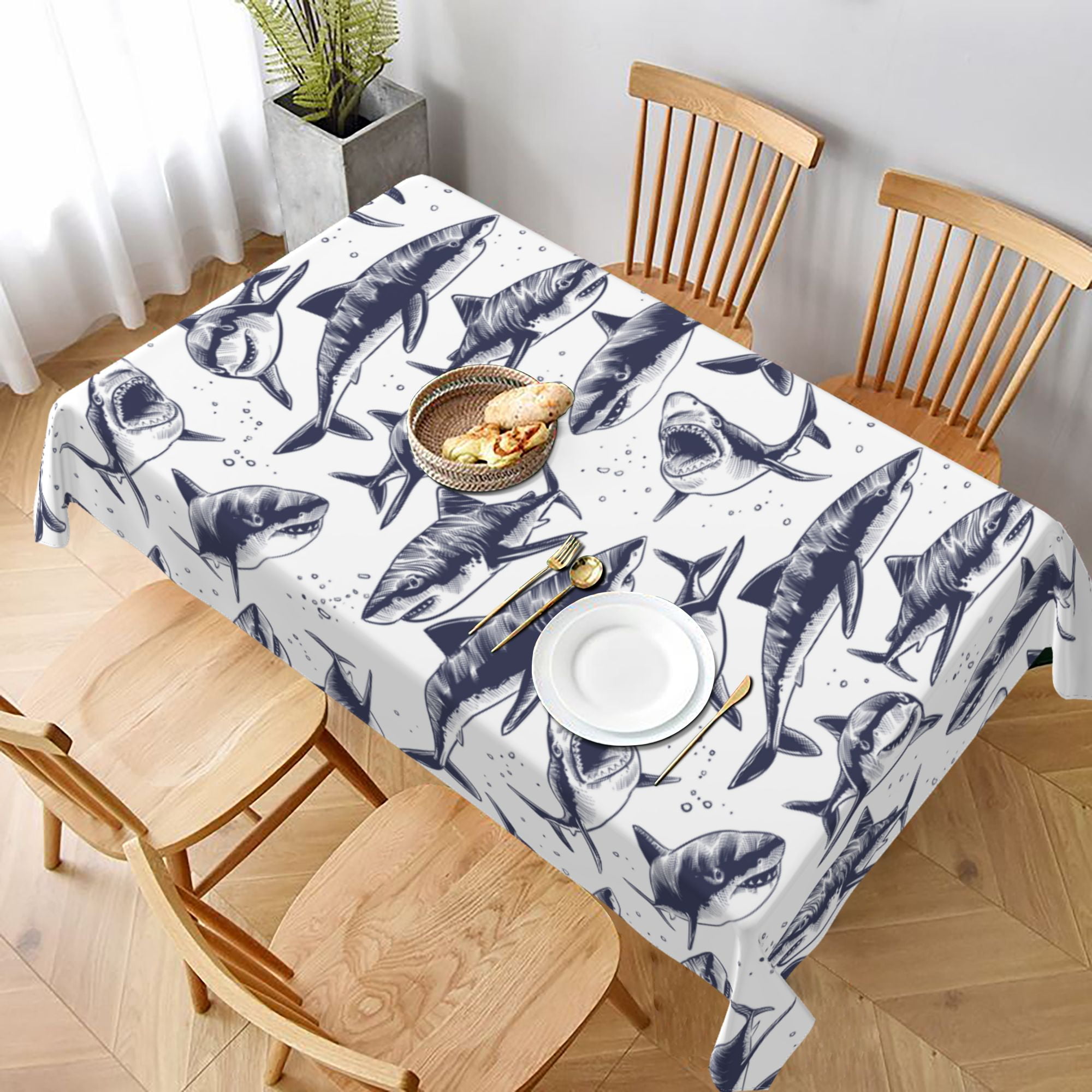 Tablecloth Shark Table Cloth For Rectangle Tables Waterproof Resistant ...