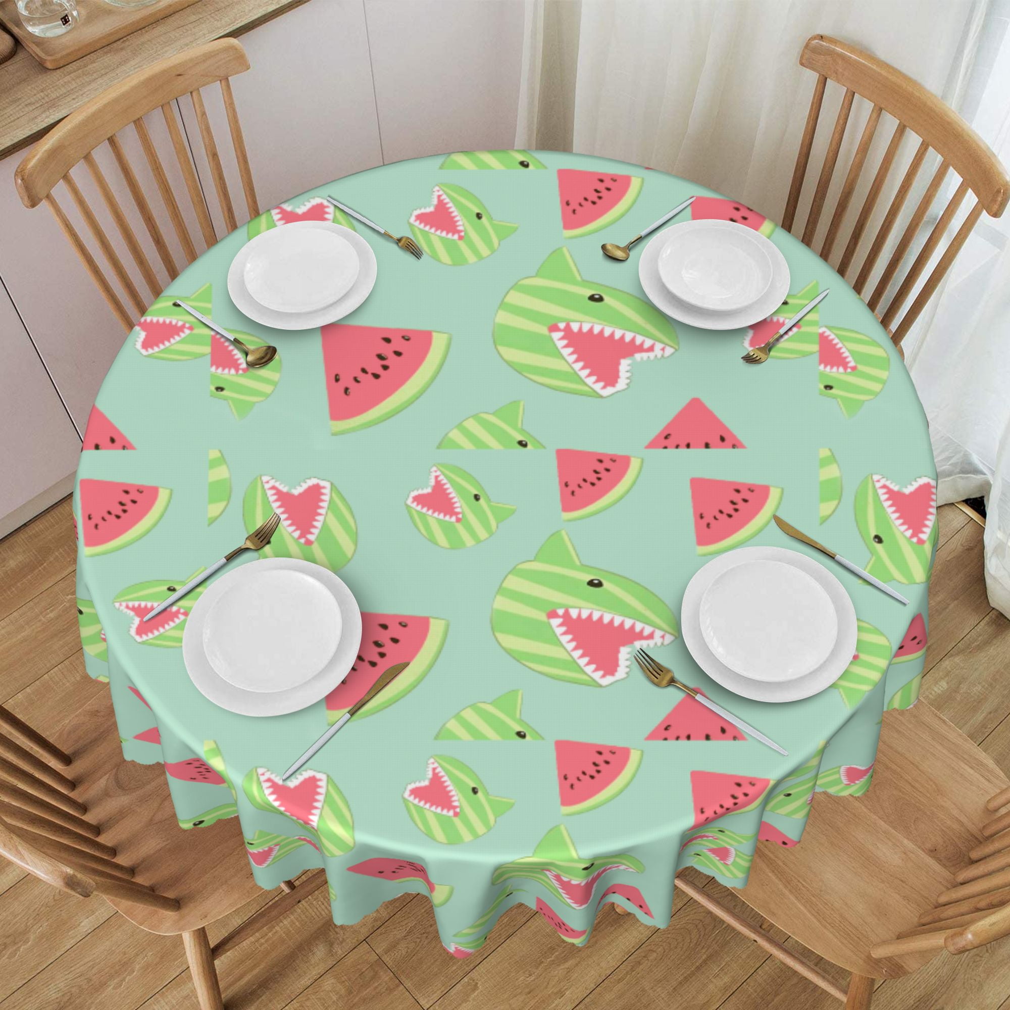 Tablecloth Shark Watermelon Table Cloth For Circular Tables Waterproof ...