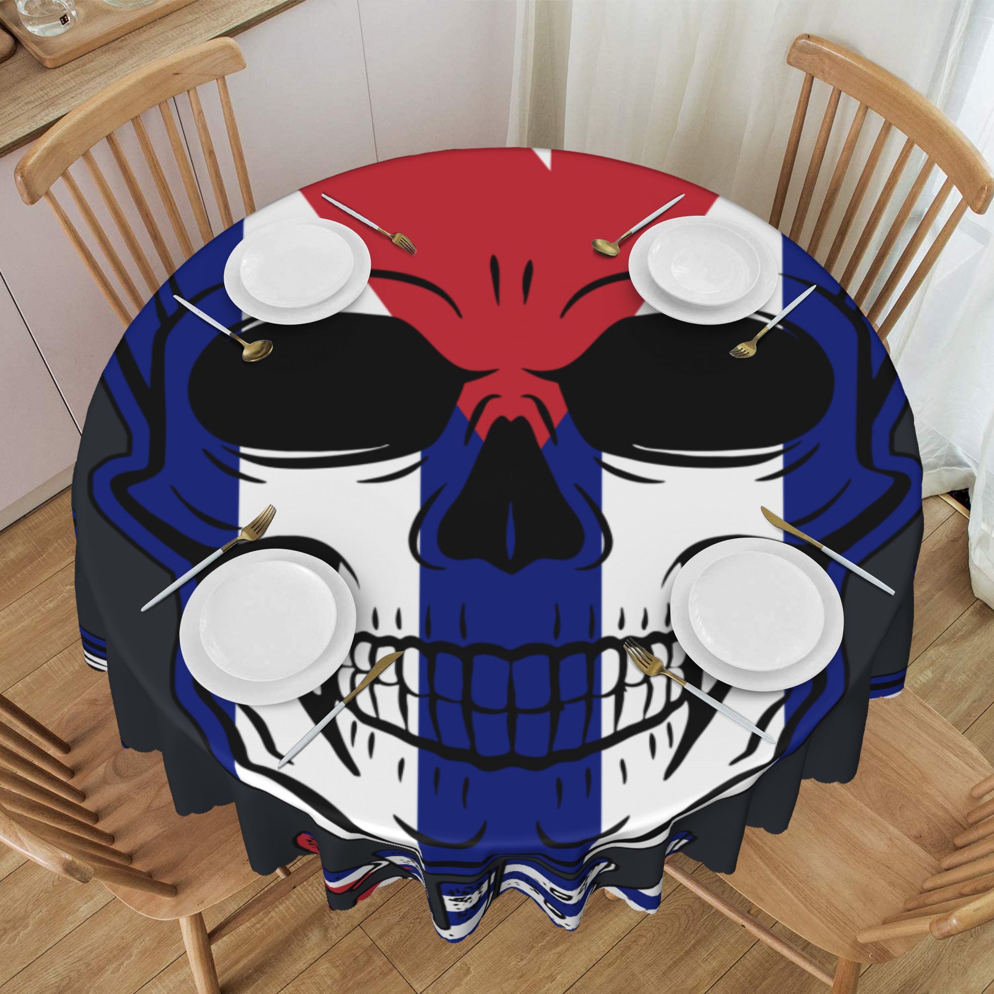 Tablecloth Skull Cuba Cuban Flag Table Cloth For Circular Tables ...