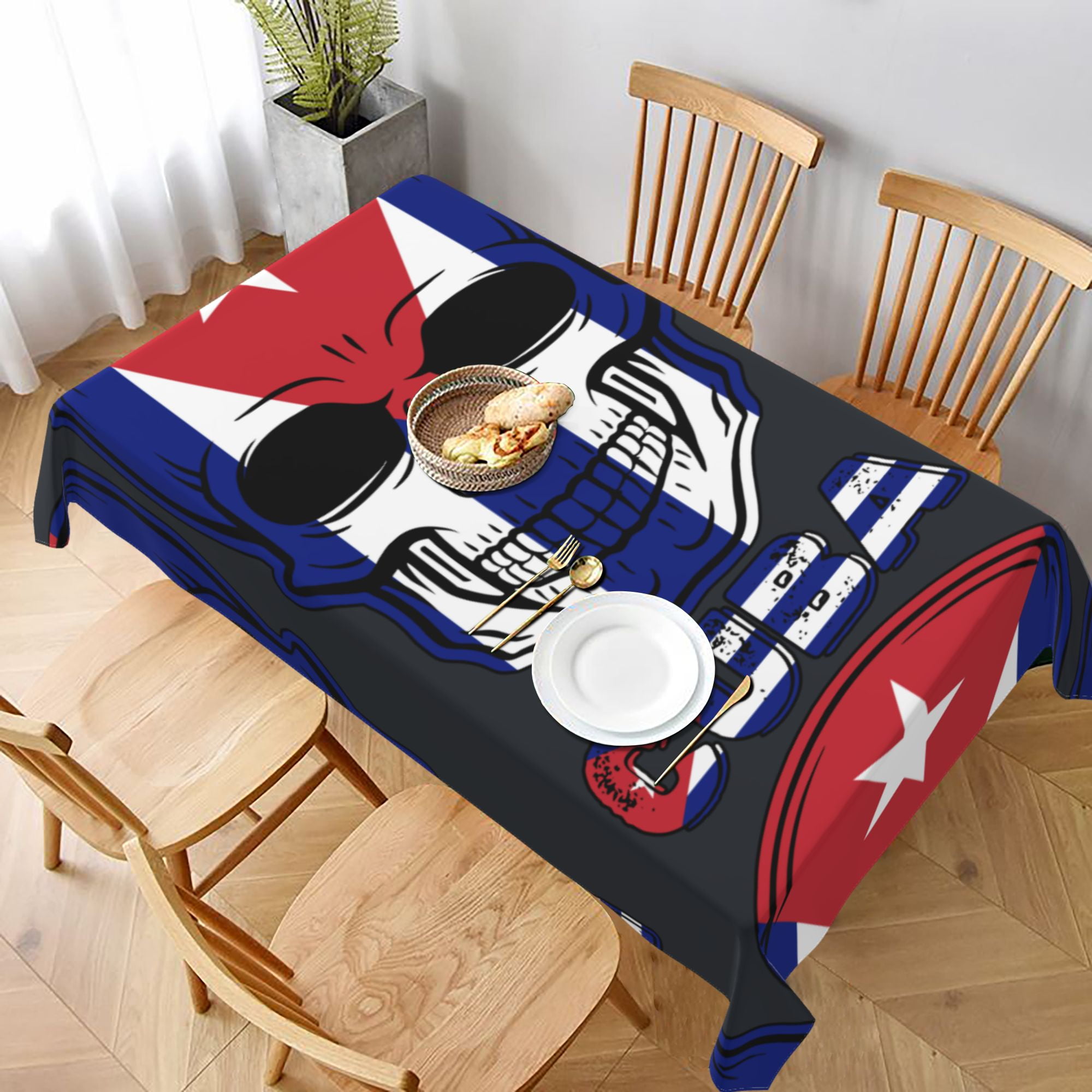 Tablecloth Skull Cuba Cuban Flag Table Cloth For Rectangle Tables ...