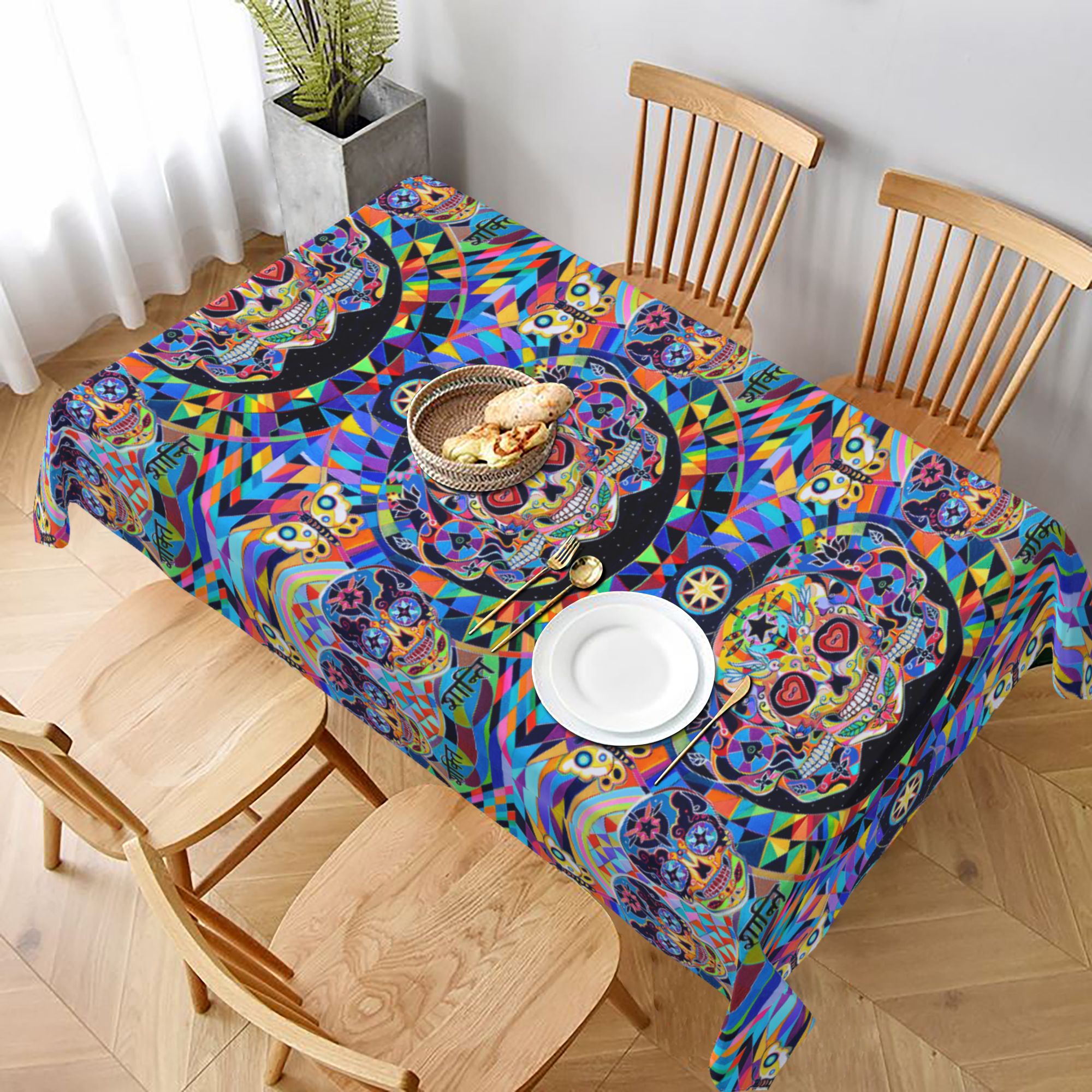 Tablecloth Skull Face Graph Table Cloth For Rectangle Tables Waterproof ...