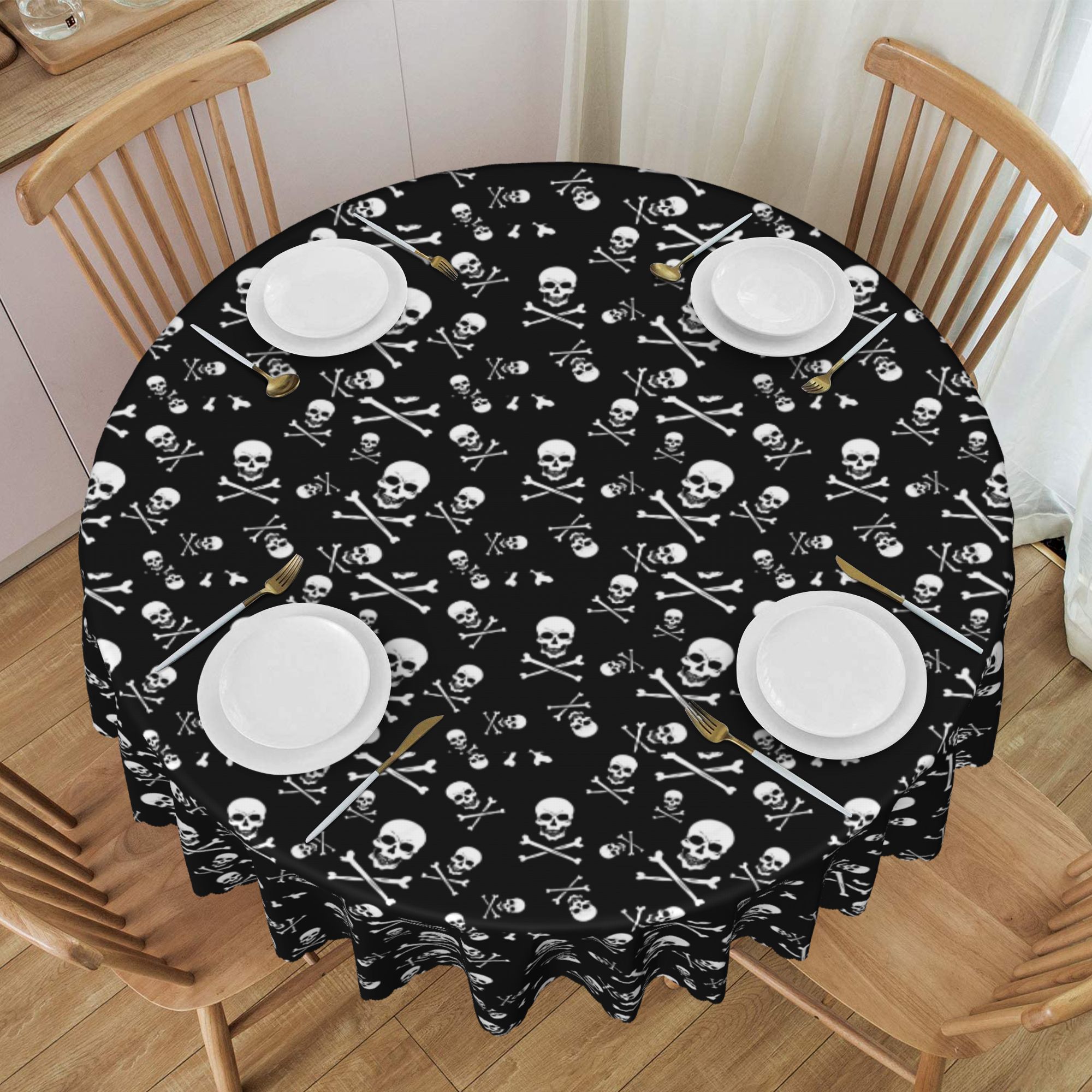Tablecloth Skulls Pattern Table Cloth For Circular Tables Waterproof ...