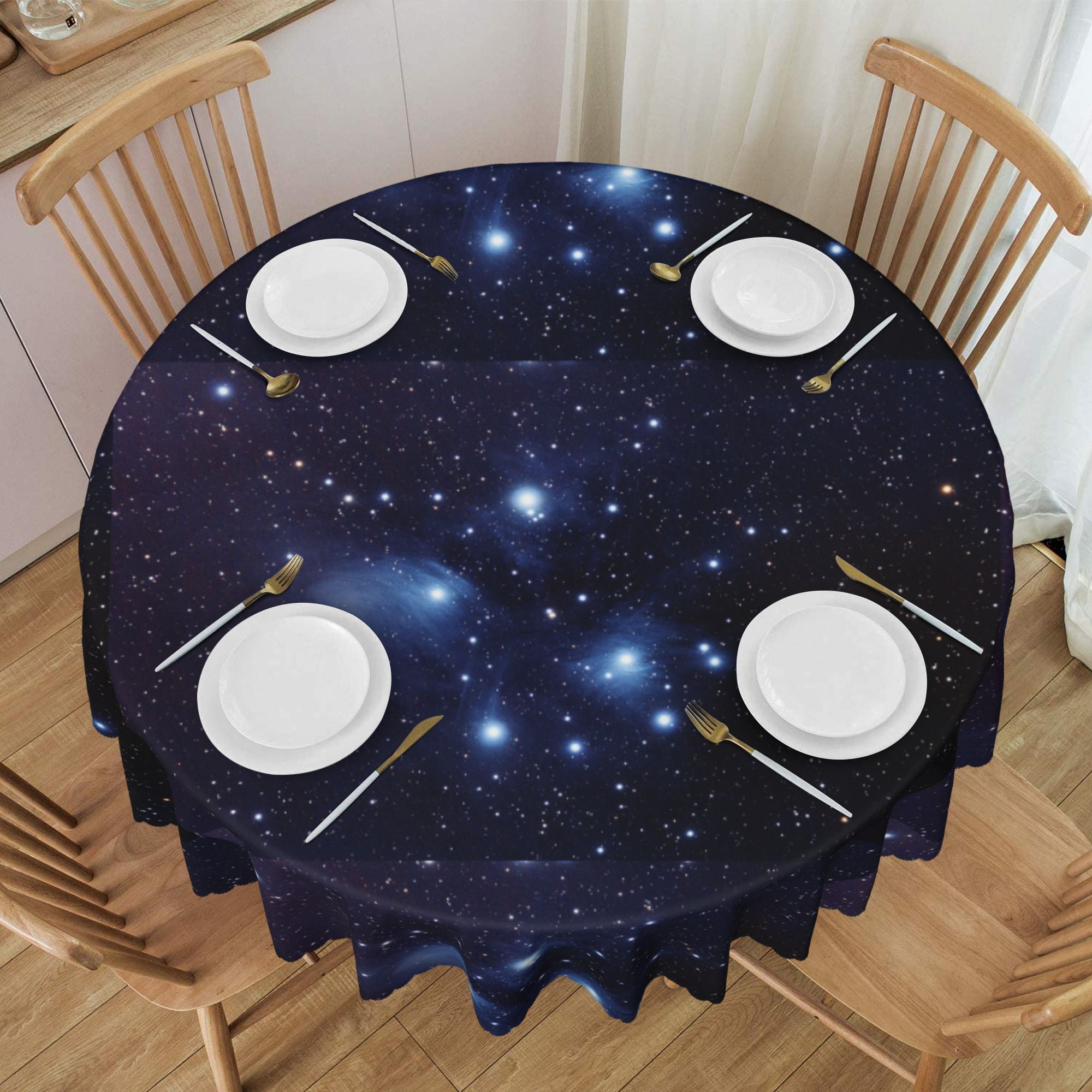 Tablecloth Sky Blue Star Space Table Cloth For Circular Tables ...