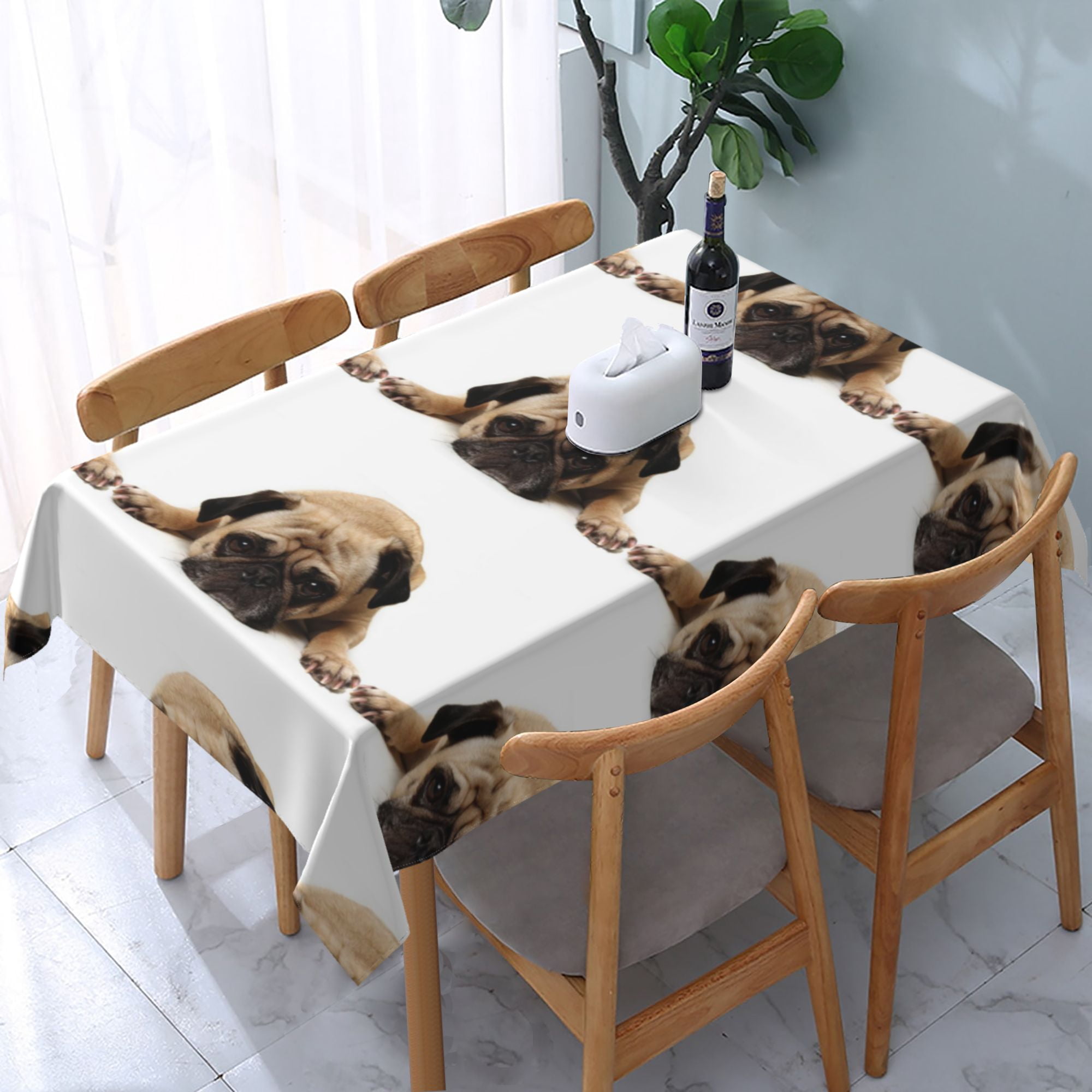 Tablecloth Sorry Pug Puppy Dog Lying Down Table Cloth For Rectangle ...