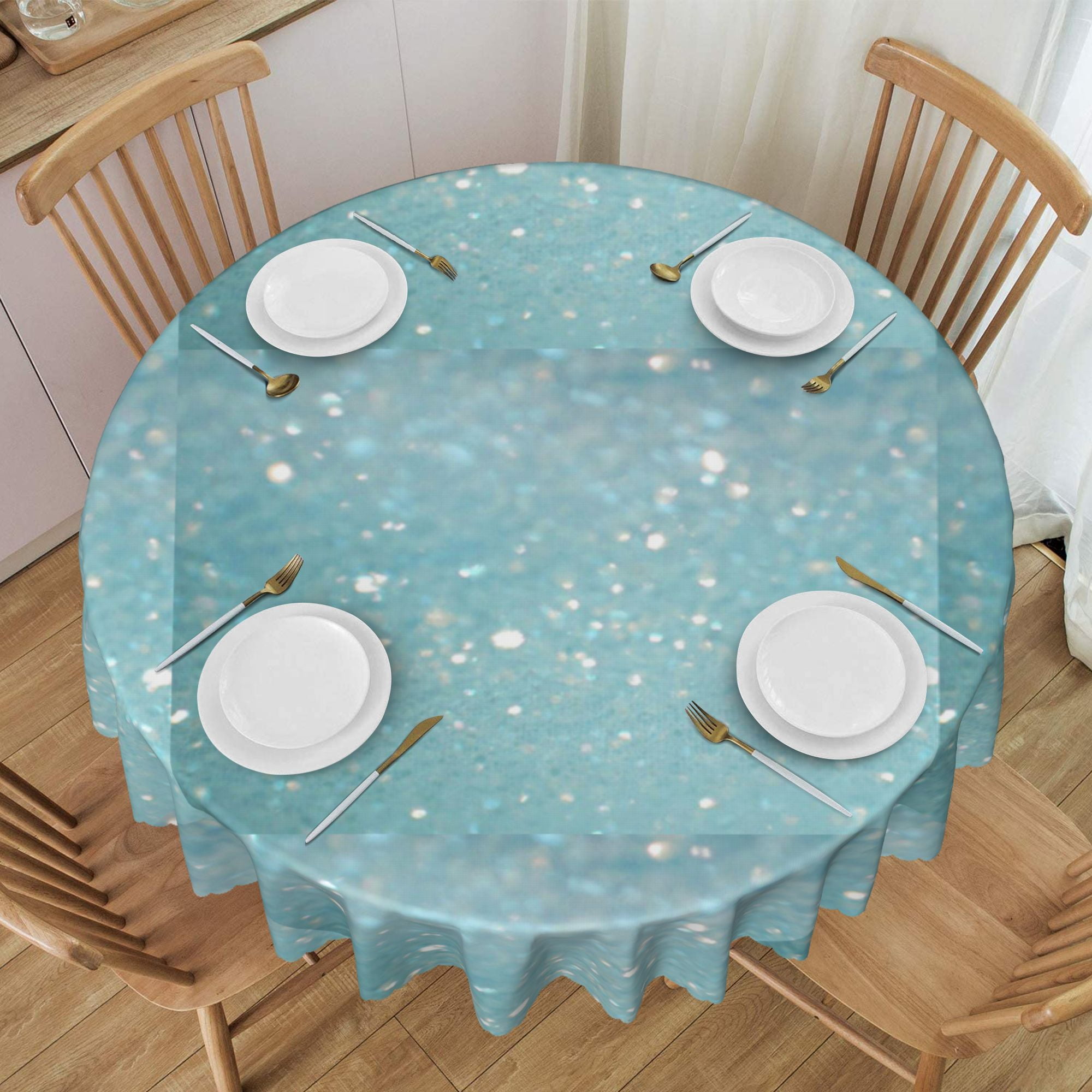 Tablecloth Sparkly Glitter Shades Of Blue Baby Table Cloth For Circular ...