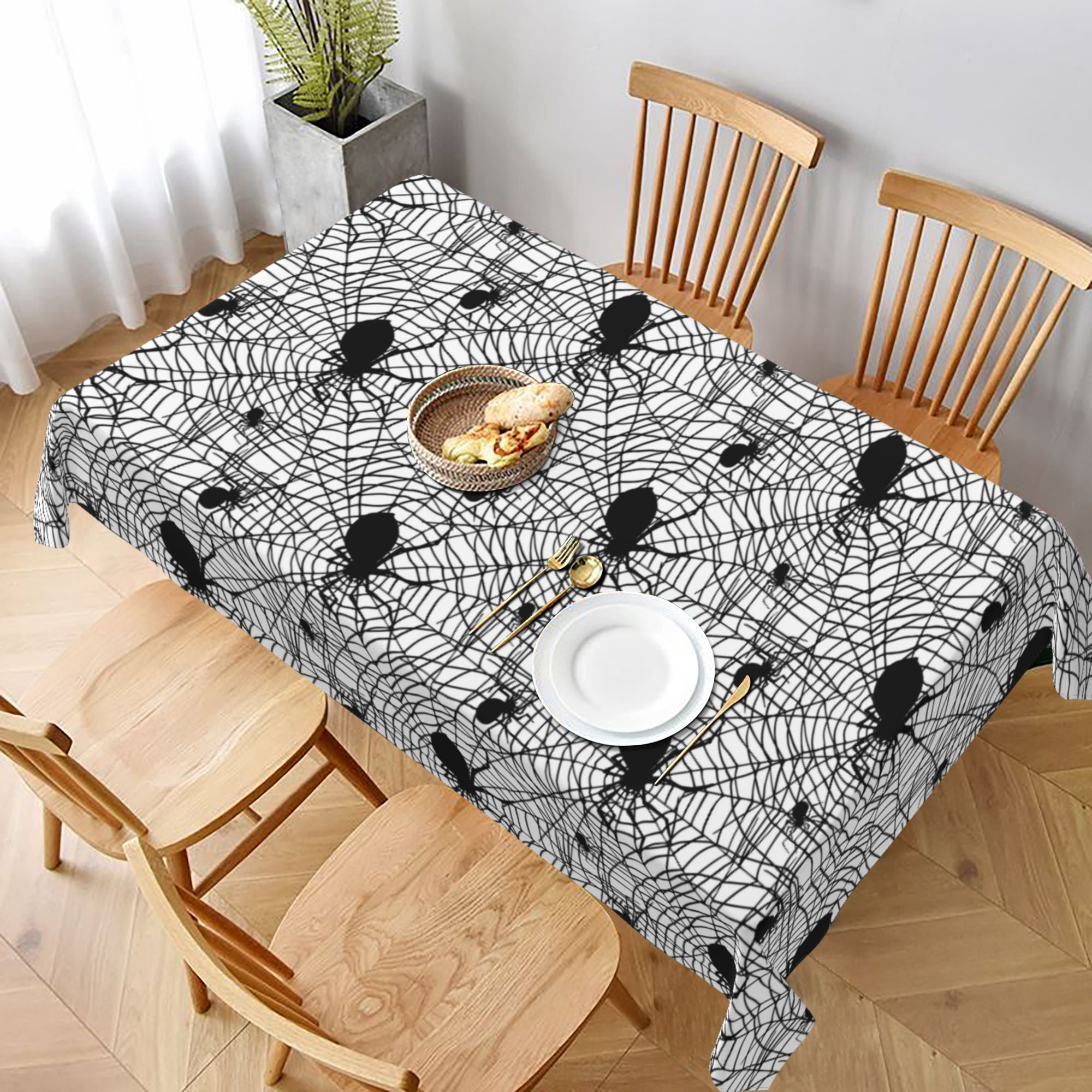 Tablecloth Spider Web Spooky Spiders Table Cloth For Rectangle Tables ...