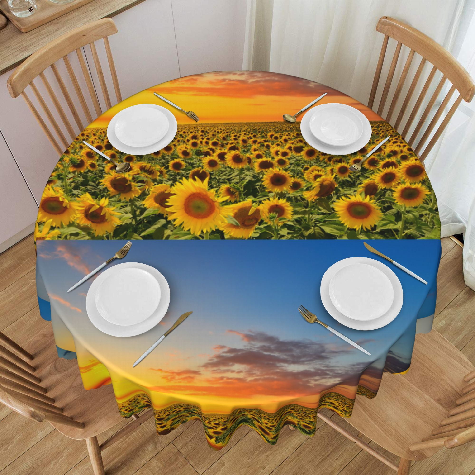 Tablecloth Sunflowers Table Cloth For Circular Tables Waterproof ...