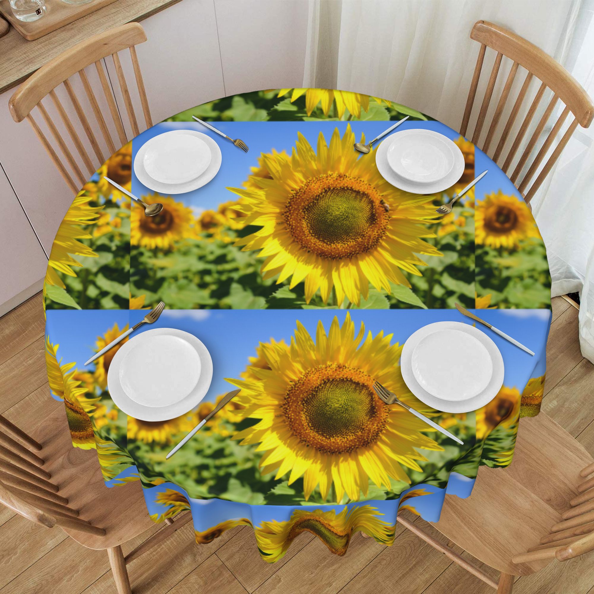 Tablecloth Sunflowers Table Cloth For Circular Tables Waterproof ...