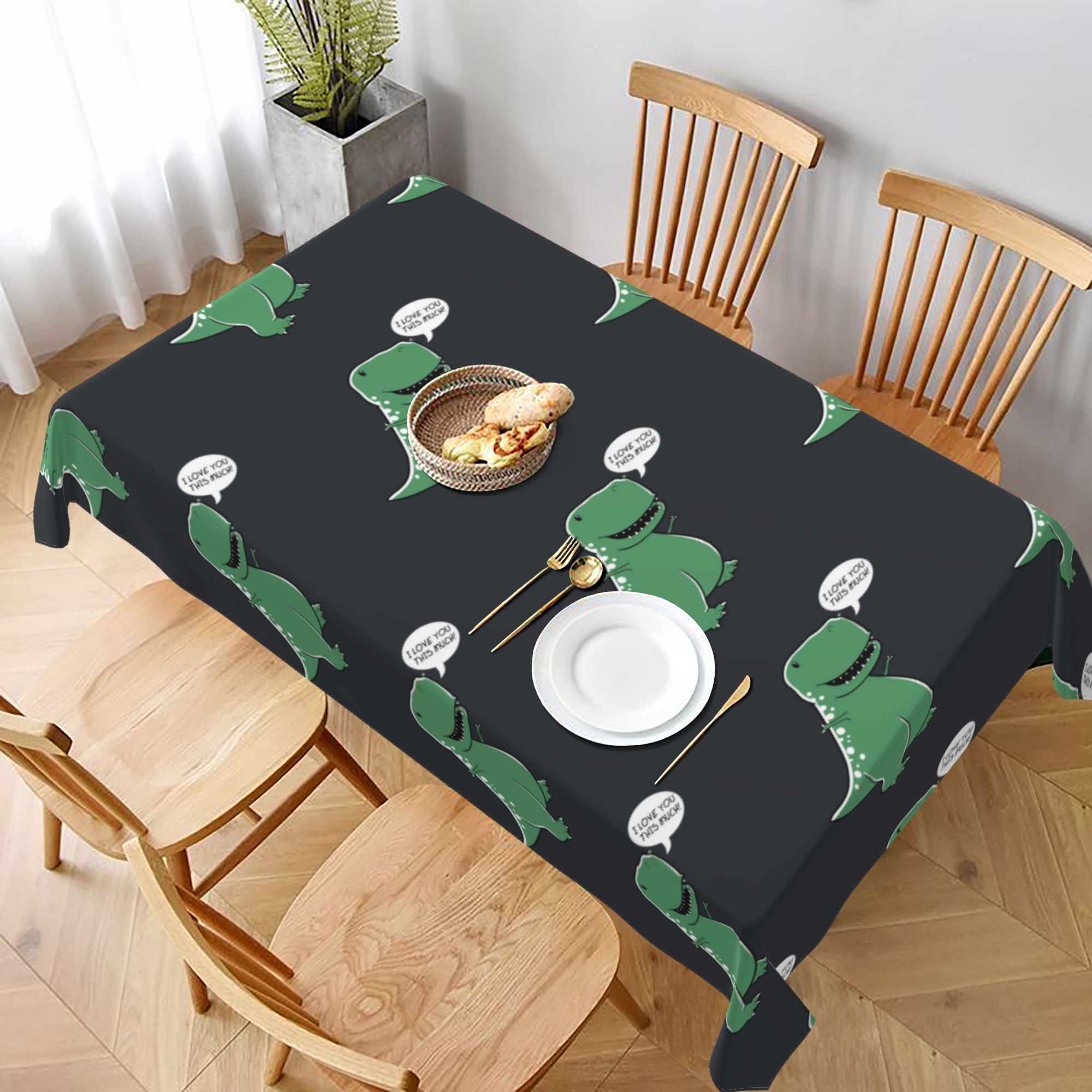 Tablecloth T-Rex Loves You This Much Table Cloth For Rectangle Tables ...
