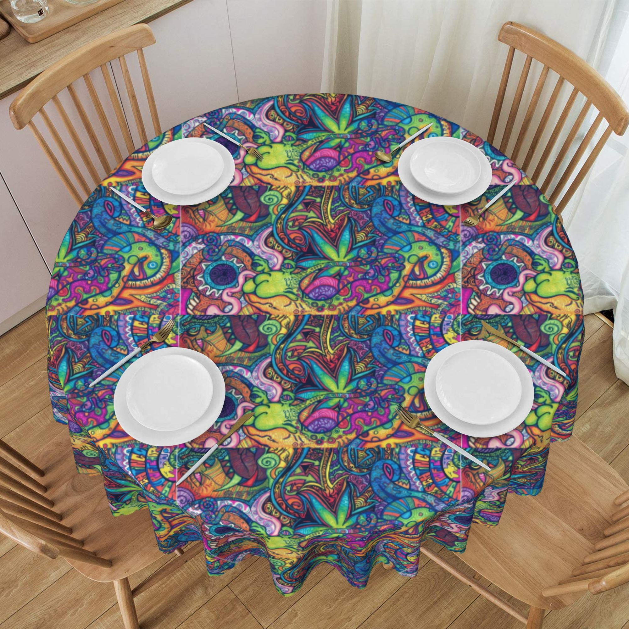 Tablecloth Tie Dye Table Cloth For Circular Tables Waterproof Resistant ...