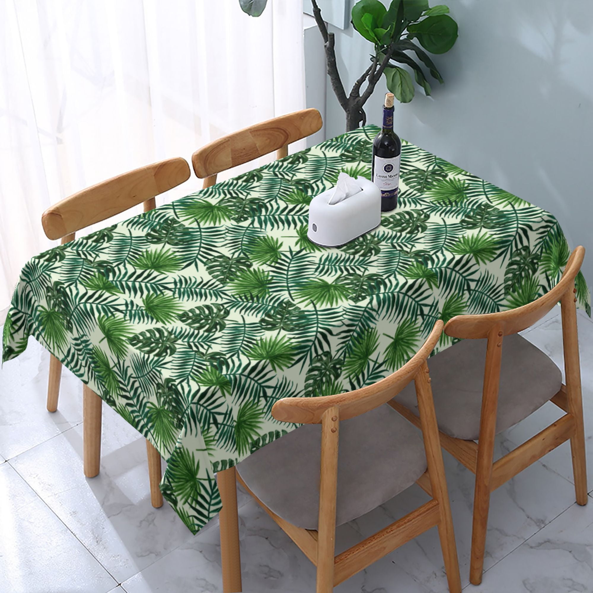Tablecloth Tropical Palm Tree Leaves Wallpaper Table Cloth For ...