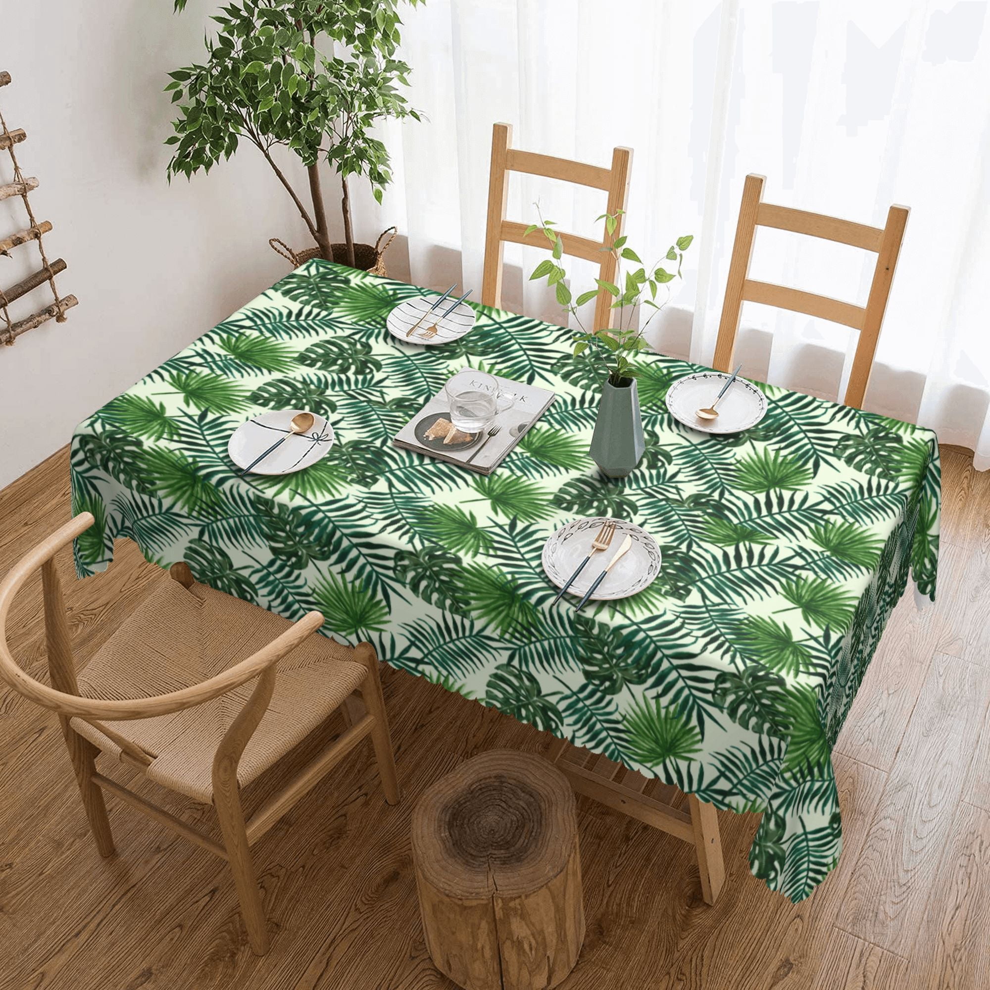 Tablecloth Tropical Palm Tree Leaves Wallpaper Table Cloth For ...