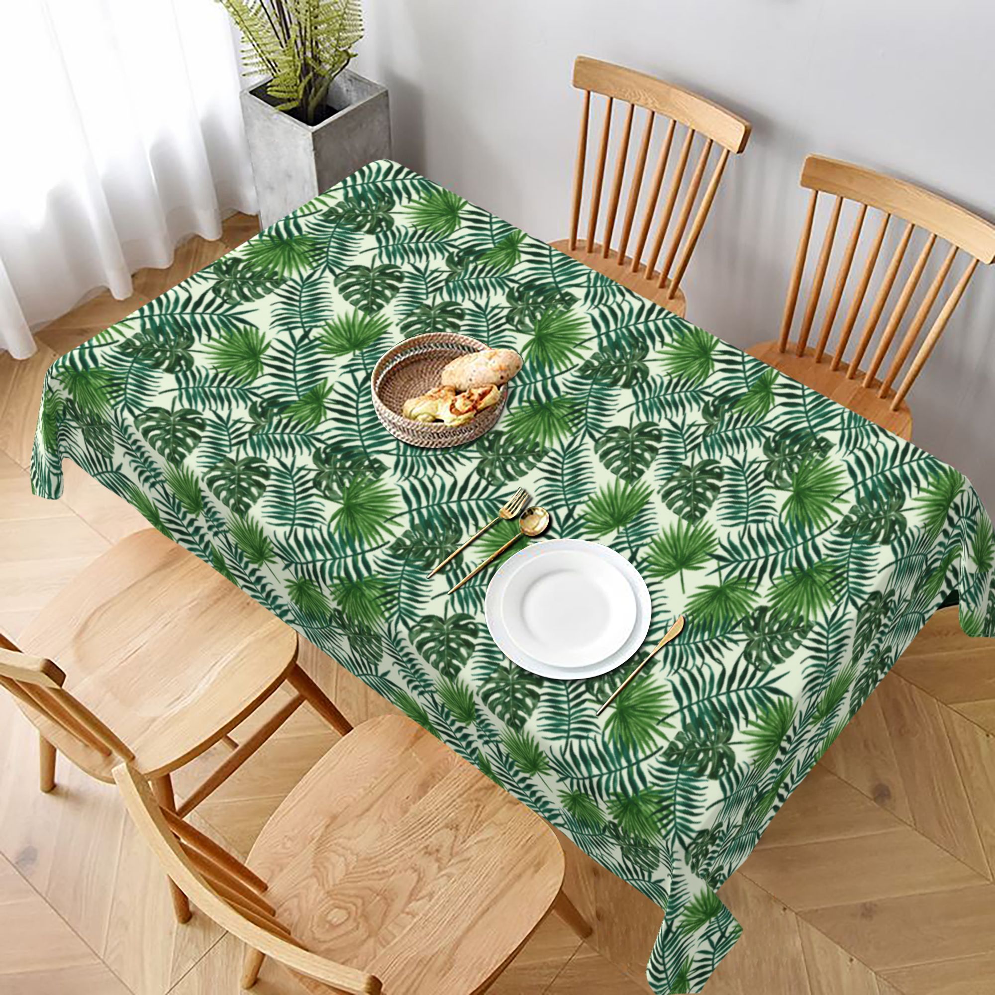 Tablecloth Tropical Palm Tree Leaves Wallpaper Table Cloth For ...