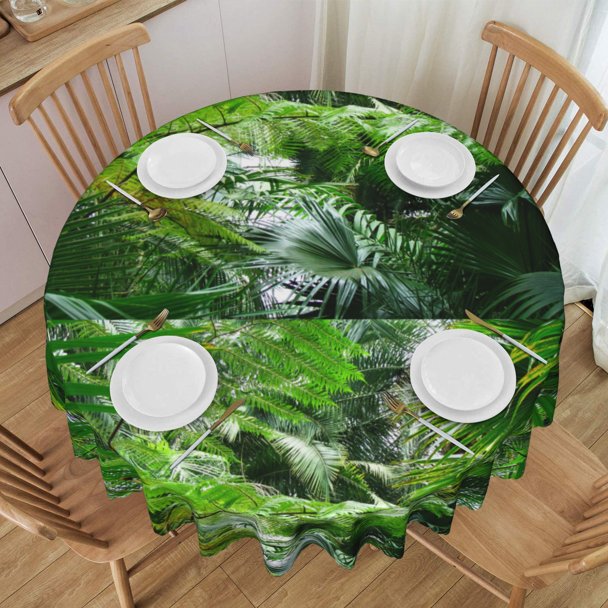 Tablecloth Tropical Plant Background Table Cloth For Circular Tables ...