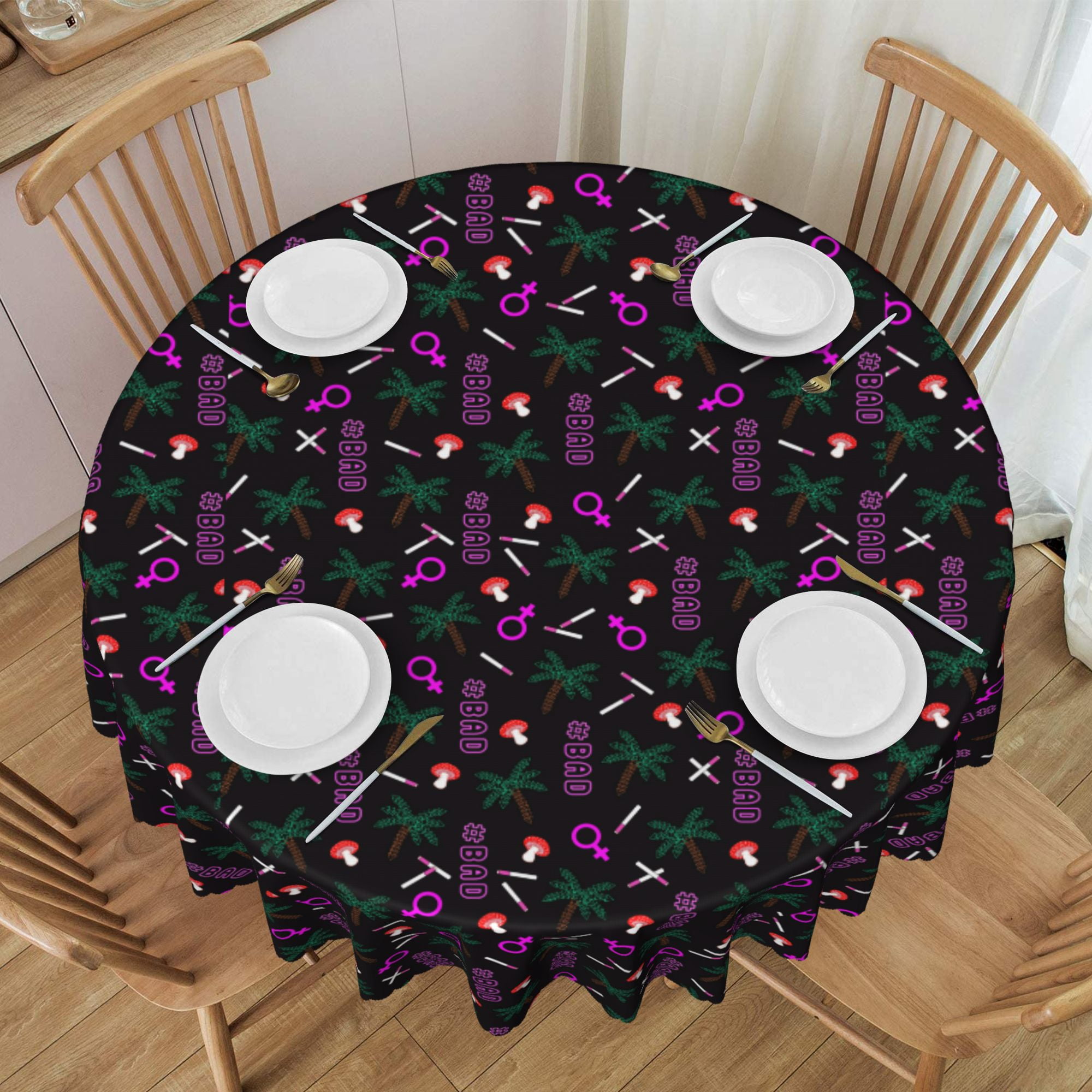Tablecloth Tropical Summer Swag Pattern Table Cloth For Circular Tables ...