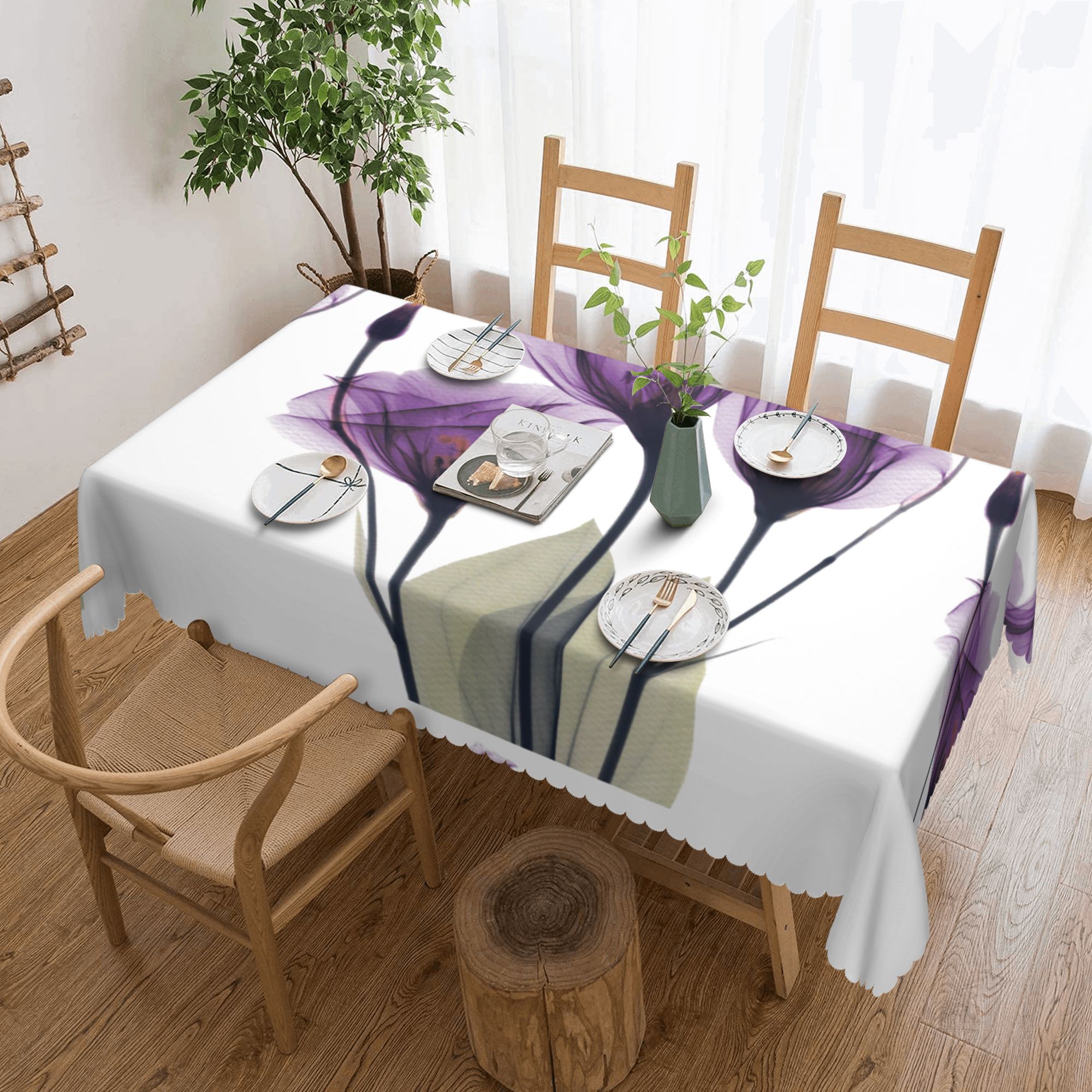 Tablecloth Tulip Purple Hope Flowers Table Cloth For Rectangle Tables ...