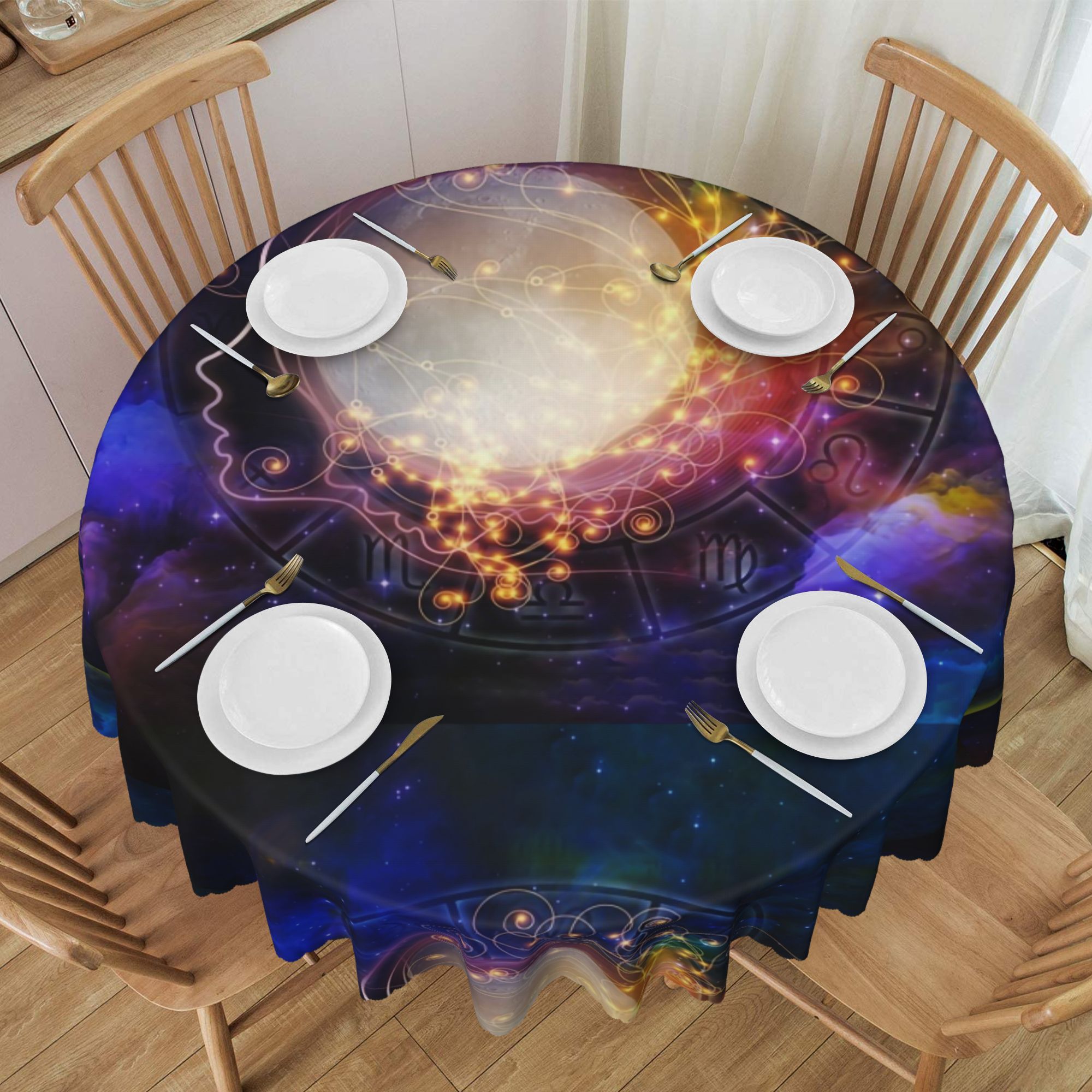 Tablecloth Twelve Constellations Mind Brains Table Cloth For Circular ...