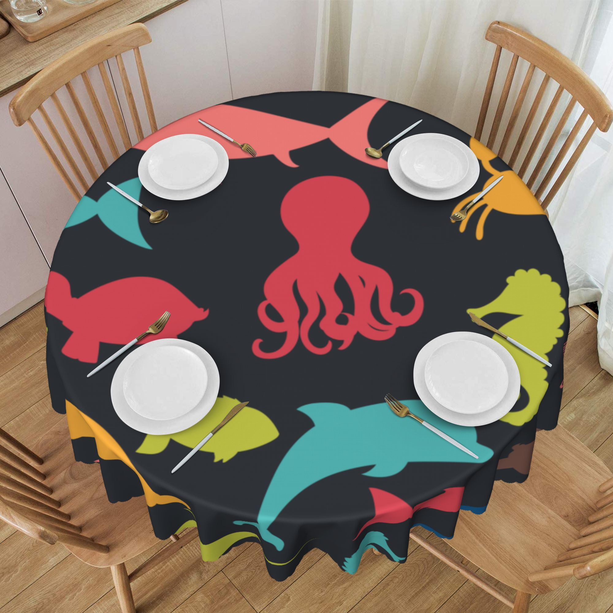 Tablecloth Underwater World Shark Table Cloth For Circular Tables ...