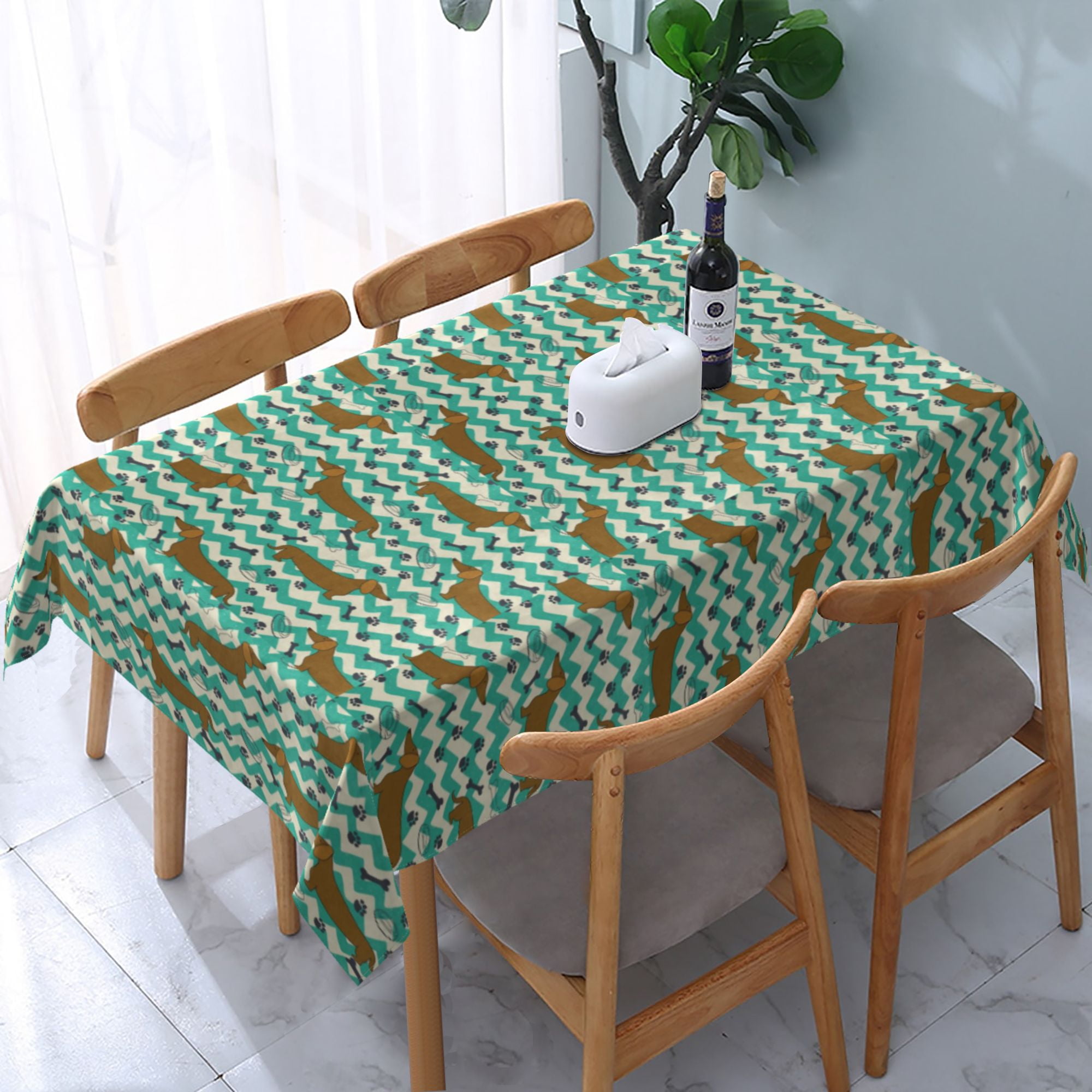 Tablecloth Vintage Dachshund Dog Paw Print Table Cloth For Rectangle ...