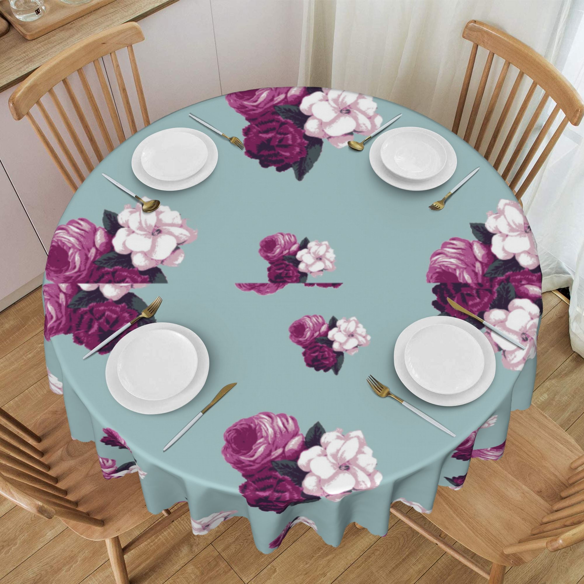 Tablecloth Vintage Floral Roses Wallpaper Table Cloth For Circular ...