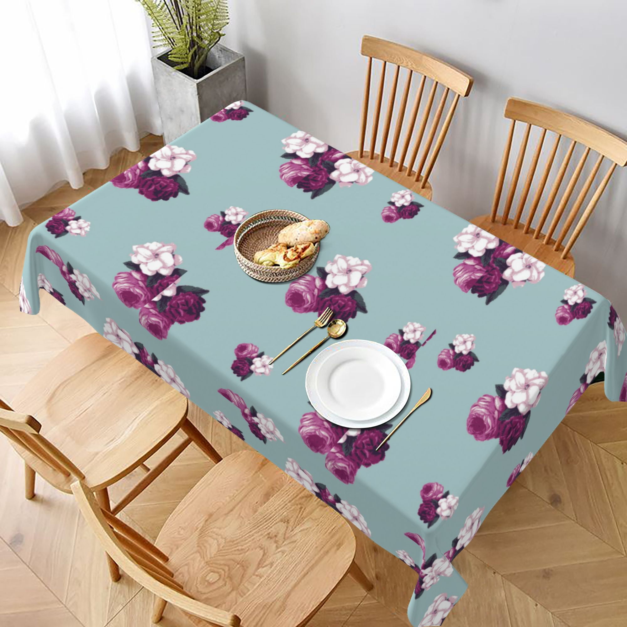 Tablecloth Vintage Floral Roses Wallpaper Table Cloth For Rectangle ...