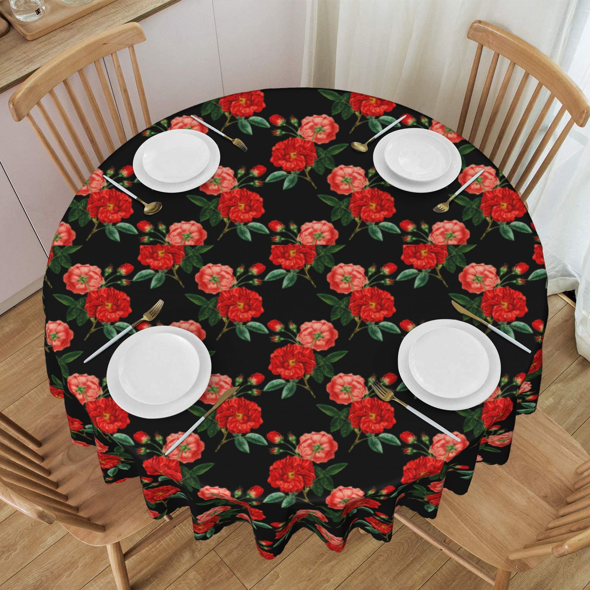 Tablecloth Vintage Rose Wallpaper Table Cloth For Circular Tables ...