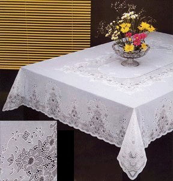 Elegant Vinyl Lace Tablecloth, 54x72 Inch Rectangle, White - Spill ...