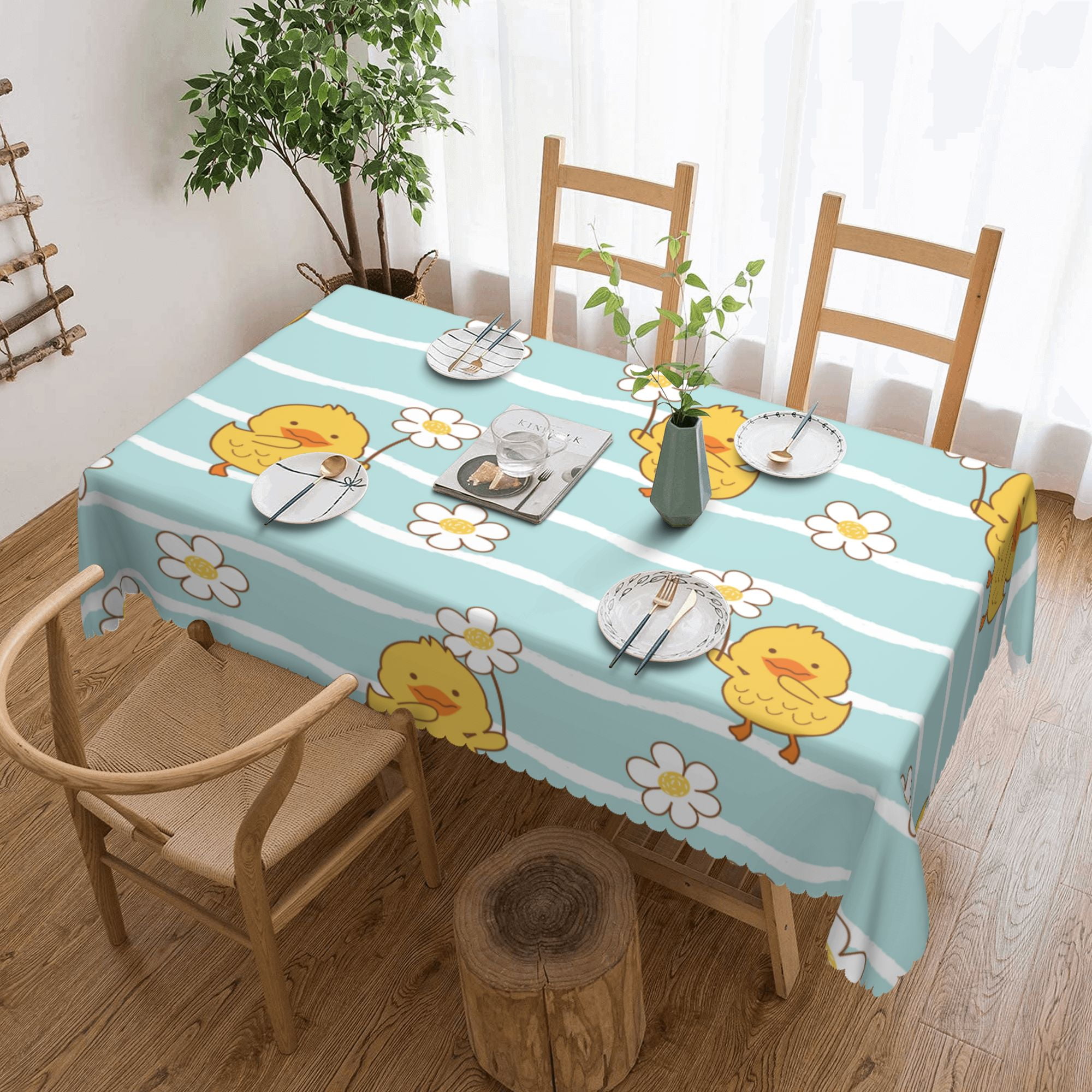 Tablecloth Yellow Duck Flowers Table Cloth For Rectangle Tables ...